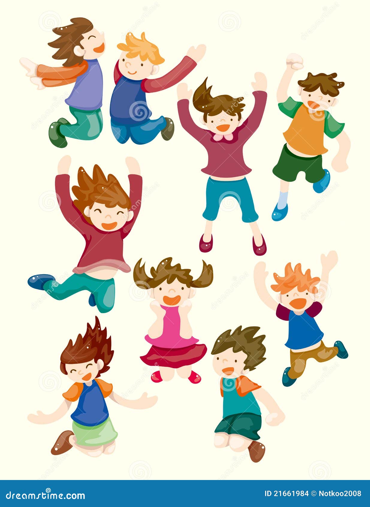 Cartoon Child Jump Icons Vector Illustration | CartoonDealer.com #21661984