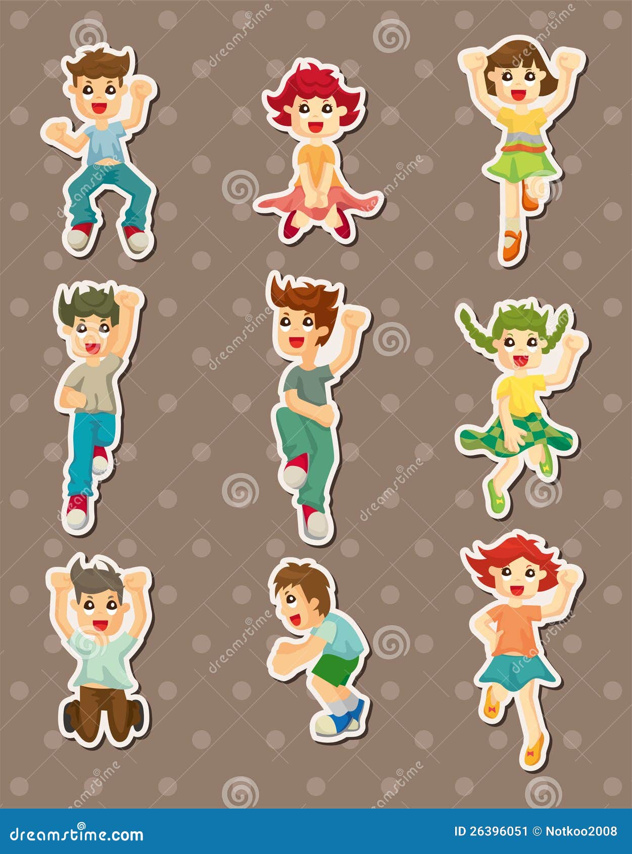 Cartoon Child Jump Stickers Stock Vector - Illustration of object ...
