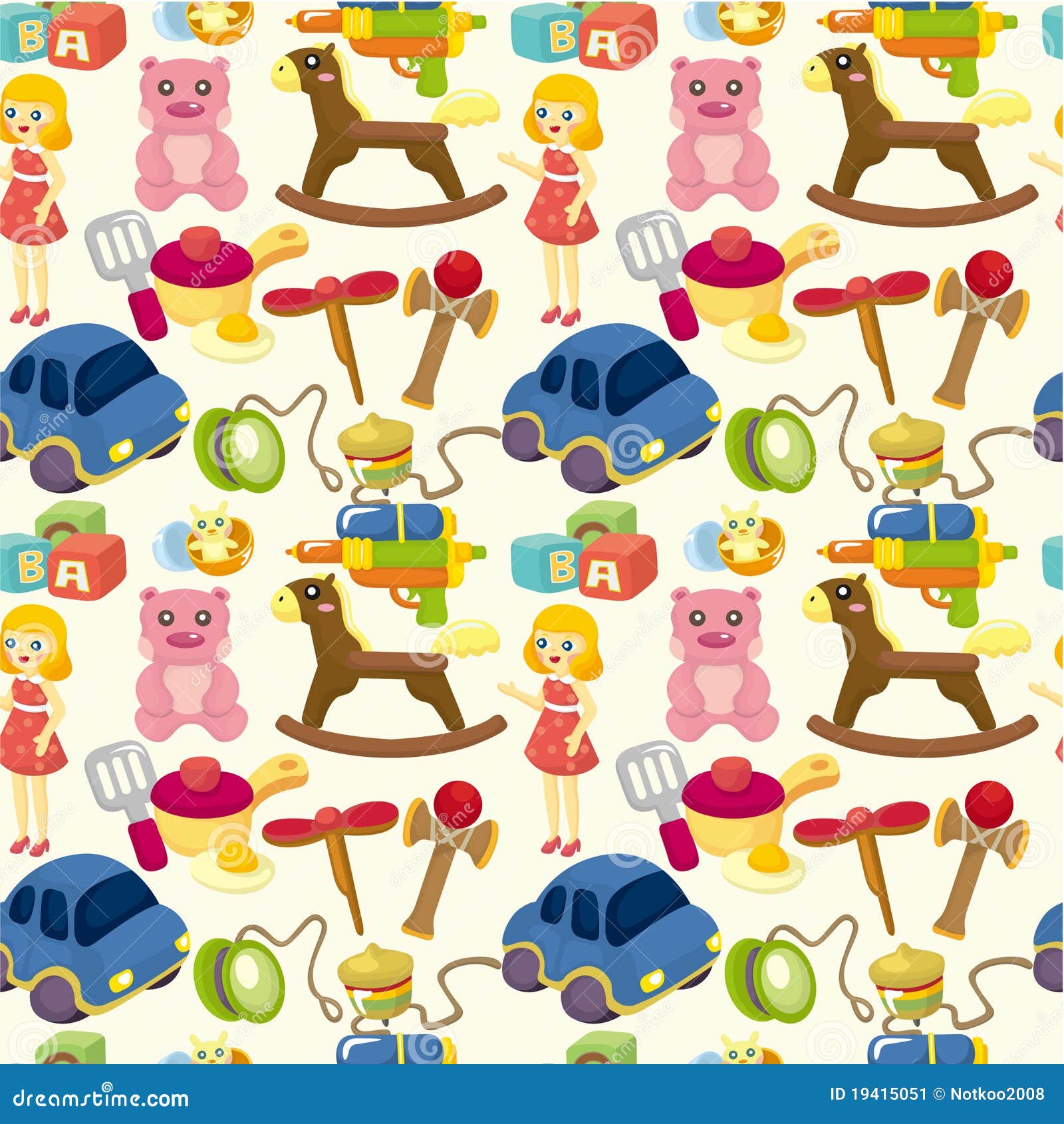 Cartoon Child Toy Seamless Pattern Stock Vector - Illustration of ...
