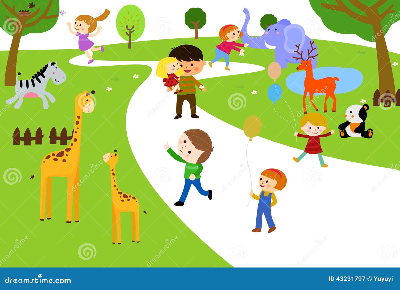 Cartoon Children and Animals Stock Vector - Illustration of baby, cute ...