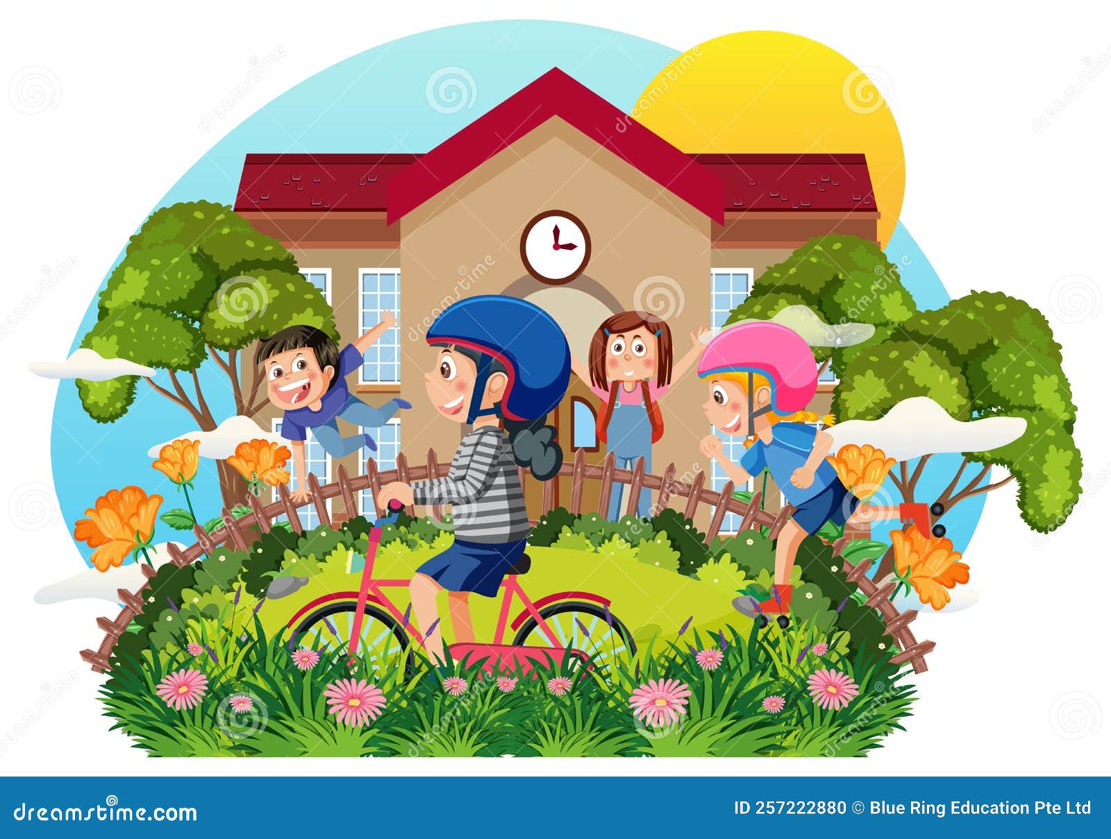 Cartoon Children at Backyard Stock Vector - Illustration of learn ...