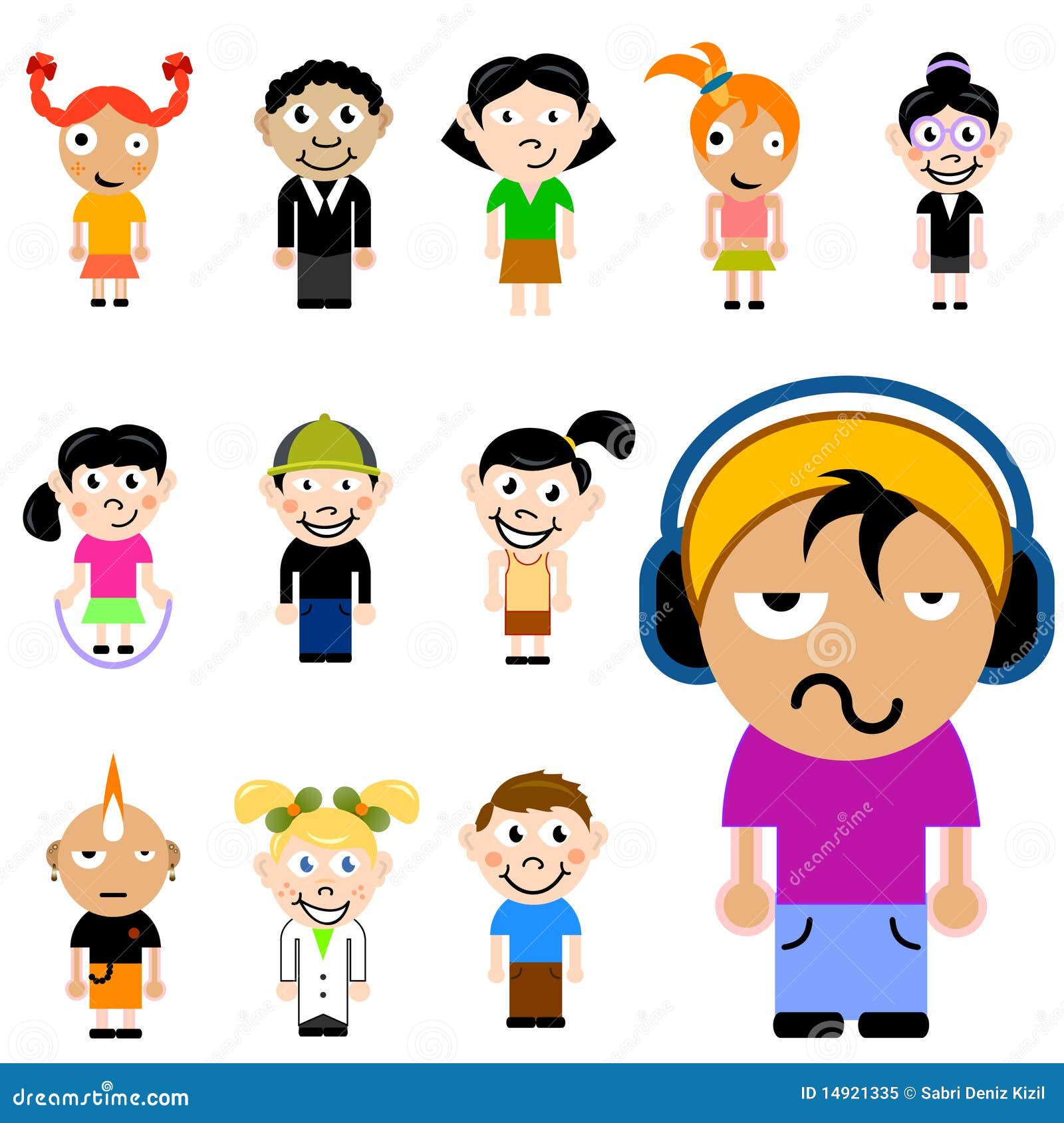 Cartoon Children Character Set Stock Vector - Illustration of student ...