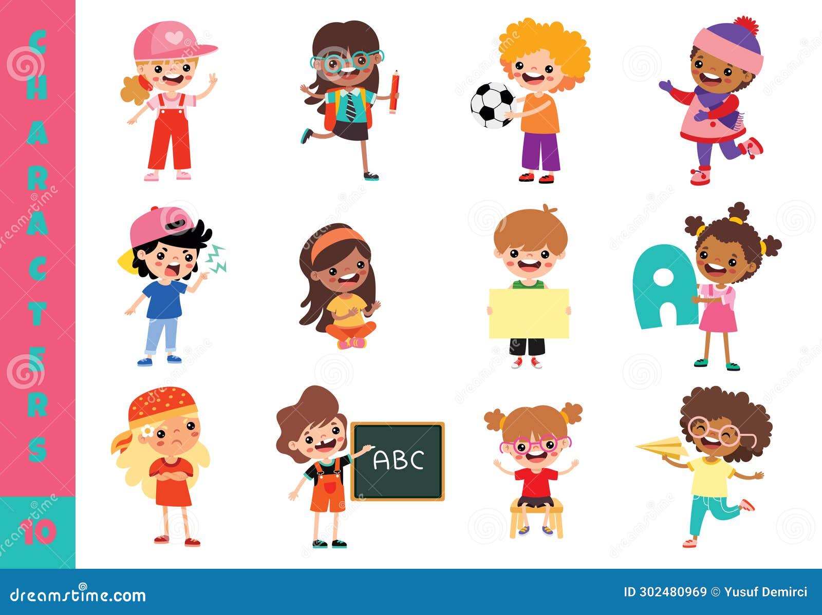 Cartoon Children Doing Different Activities Stock Illustration ...