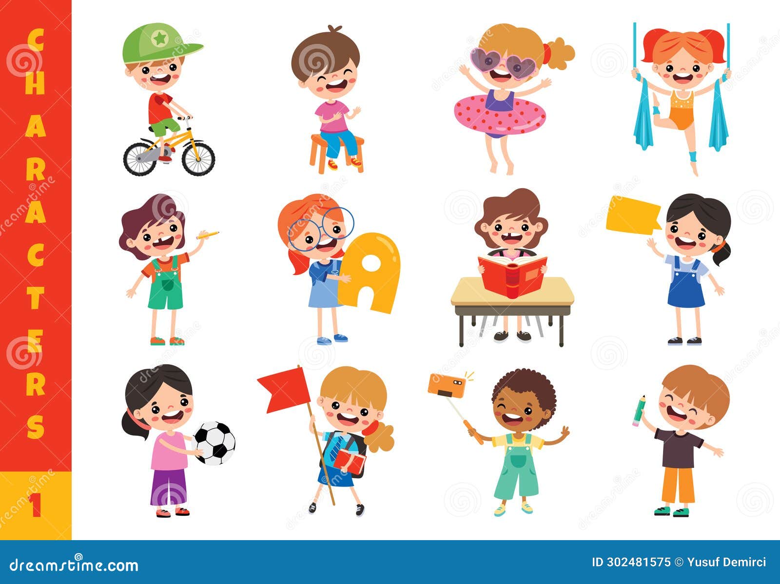 Cartoon Children Doing Different Activities Stock Vector - Illustration ...