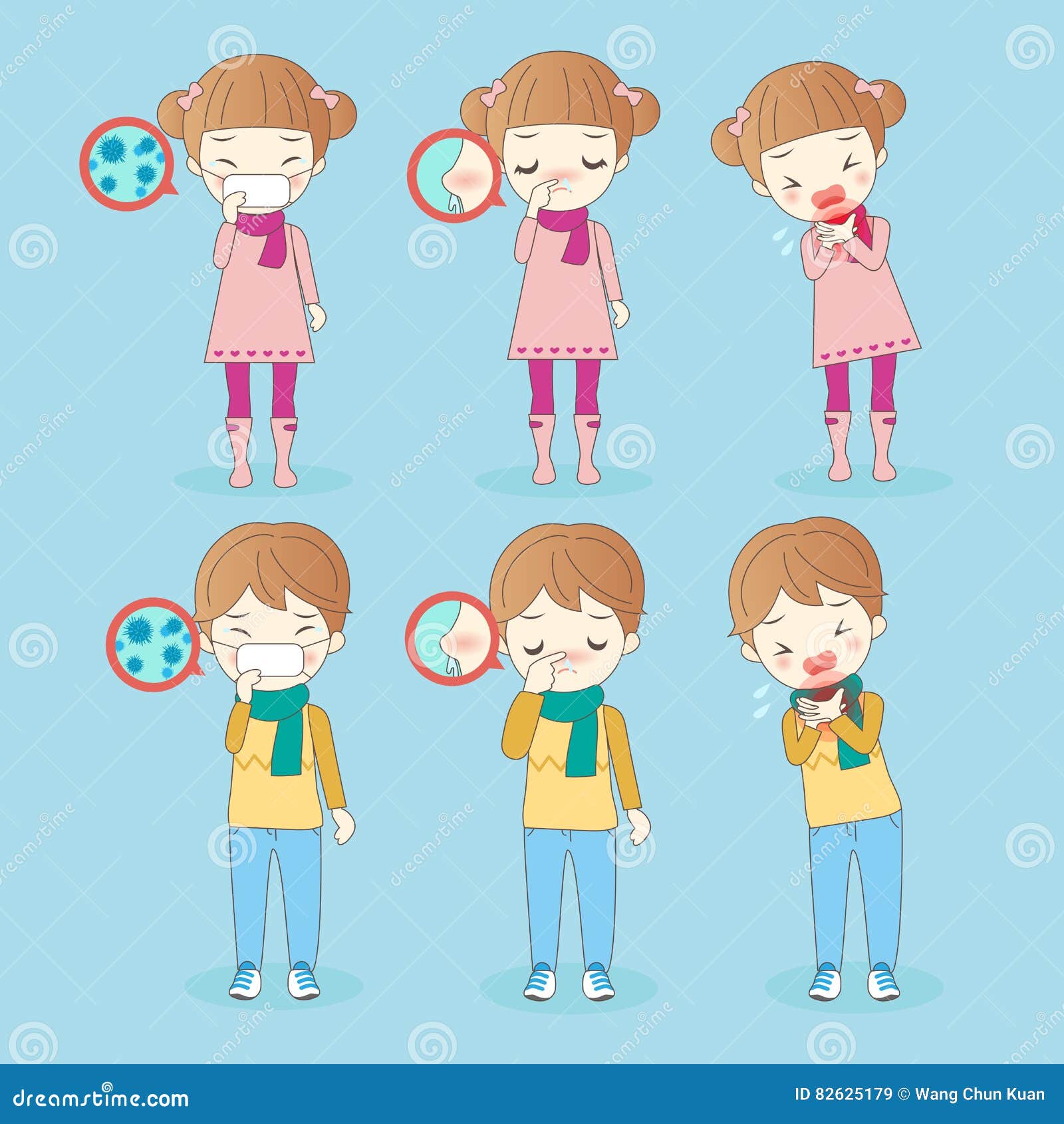 Cartoon Children Has Health Problem Stock Vector - Illustration of girl ...
