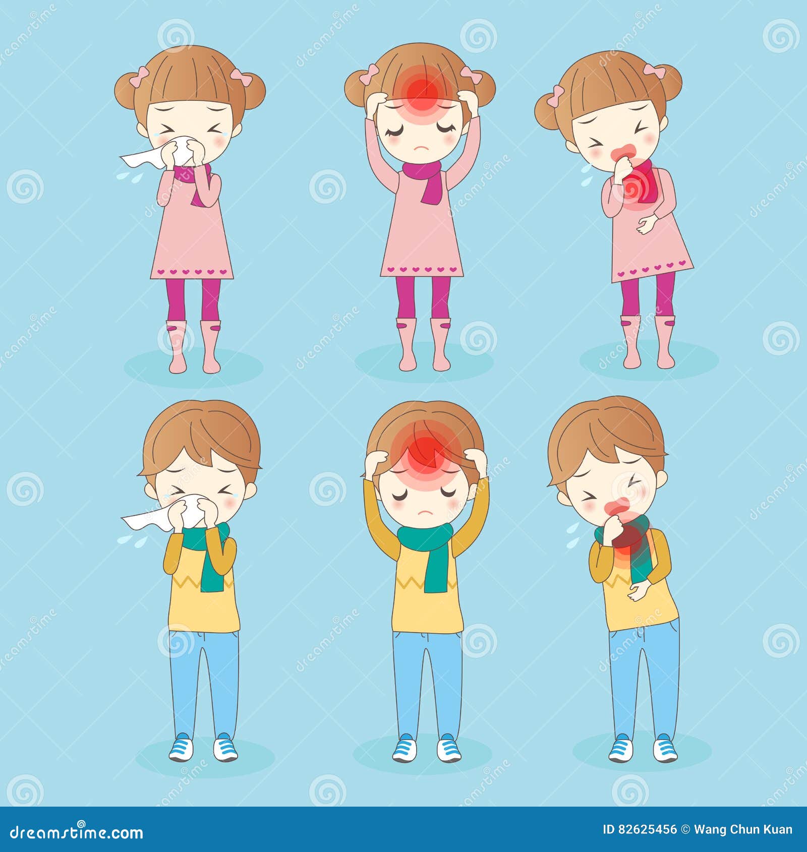 Cartoon Children Has Health Problem Stock Vector - Illustration of ...