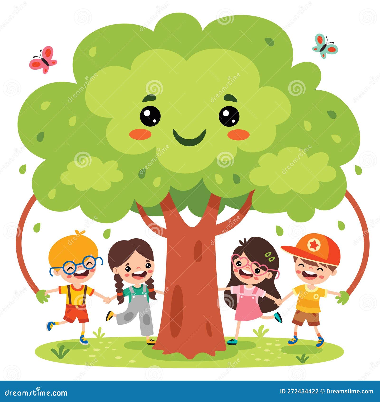 Cartoon Children Playing Under Tree Stock Illustration - Illustration ... Cartoon Children Playing Under Tree Stock Illustration - Illustration ...