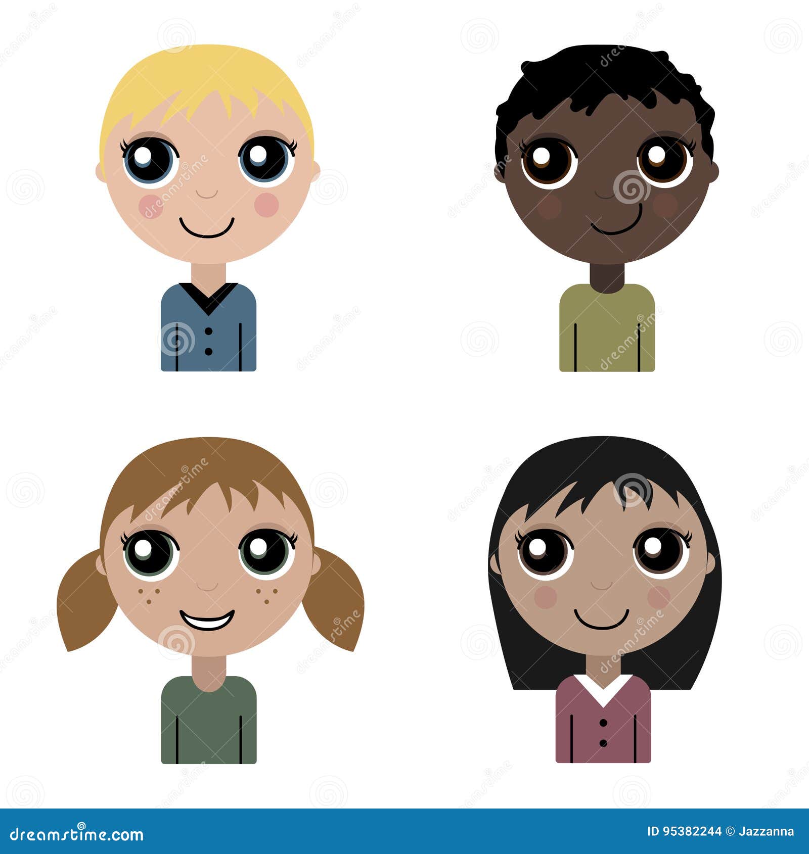Cartoon Children Set of Avatar Stock Vector - Illustration of children ...
