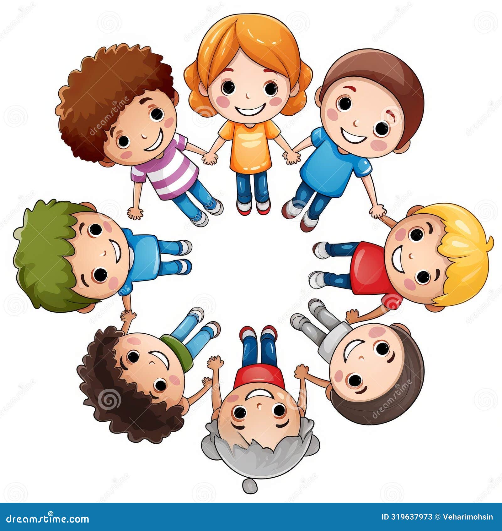 Cartoon Children Standing in a Circle, Vector Illustration Stock ...