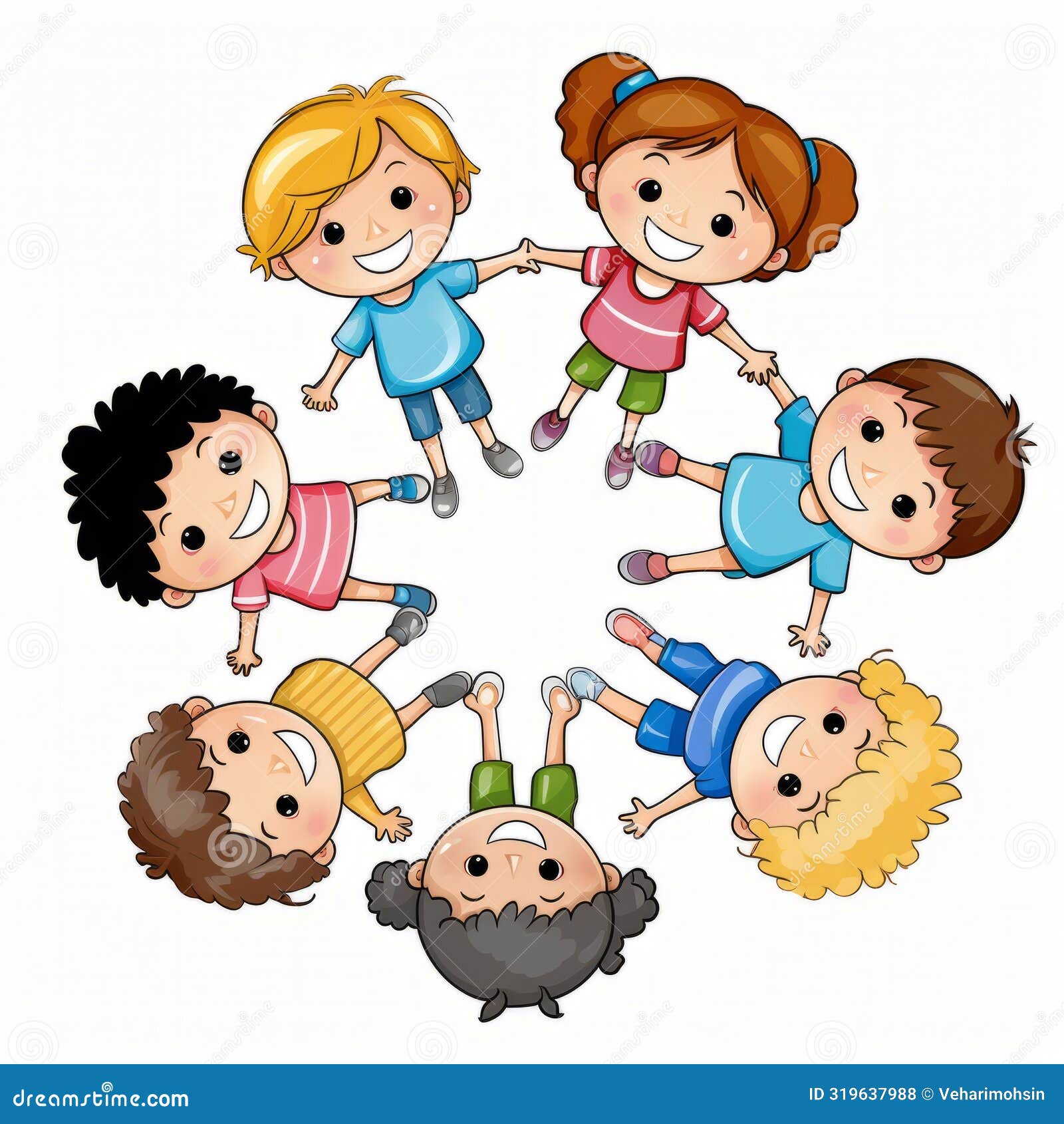 Cartoon Children Standing in a Circle, Vector Illustration Stock ...