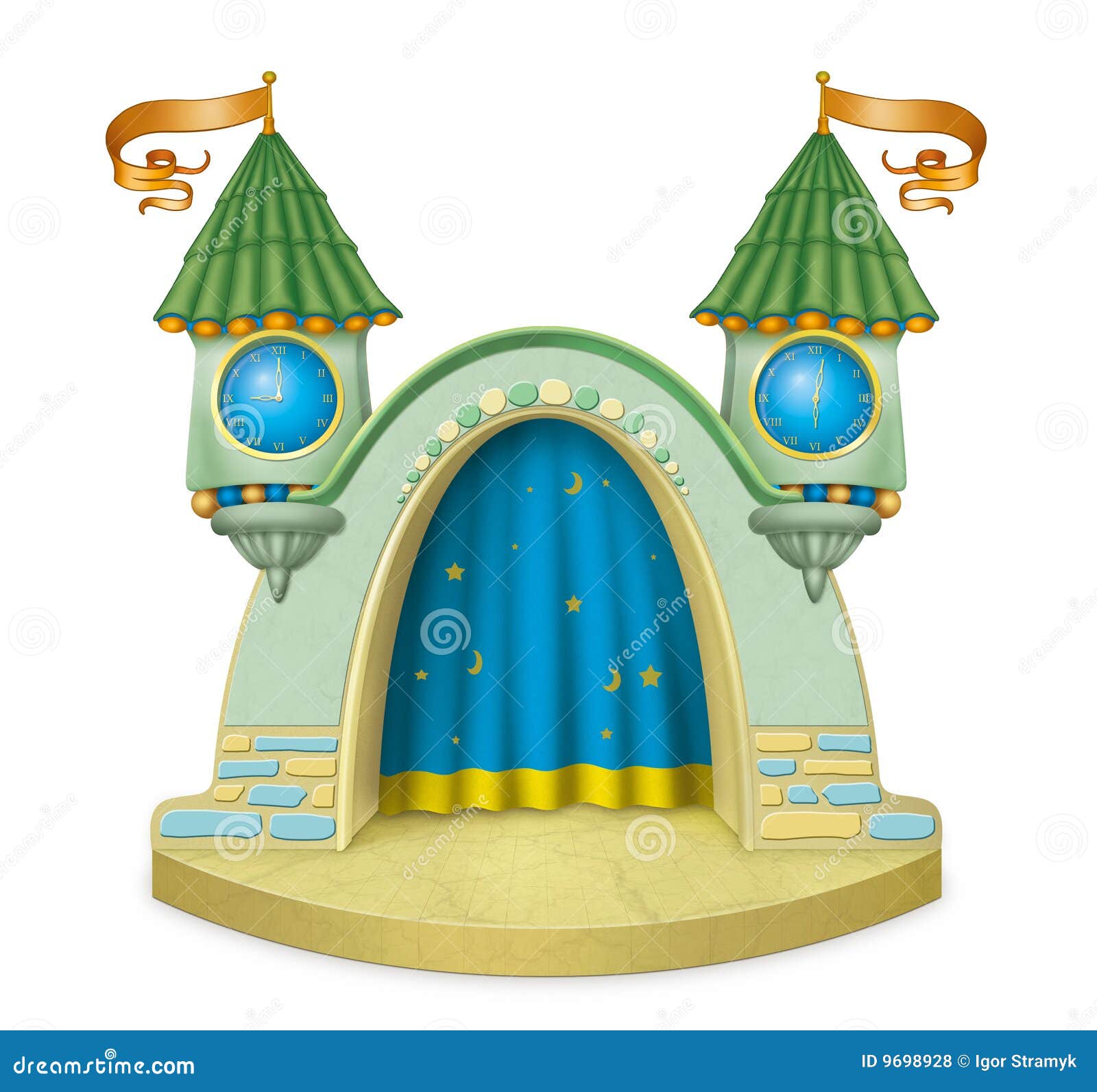 Cartoon childrens stage. stock illustration. Illustration of time - 9698928