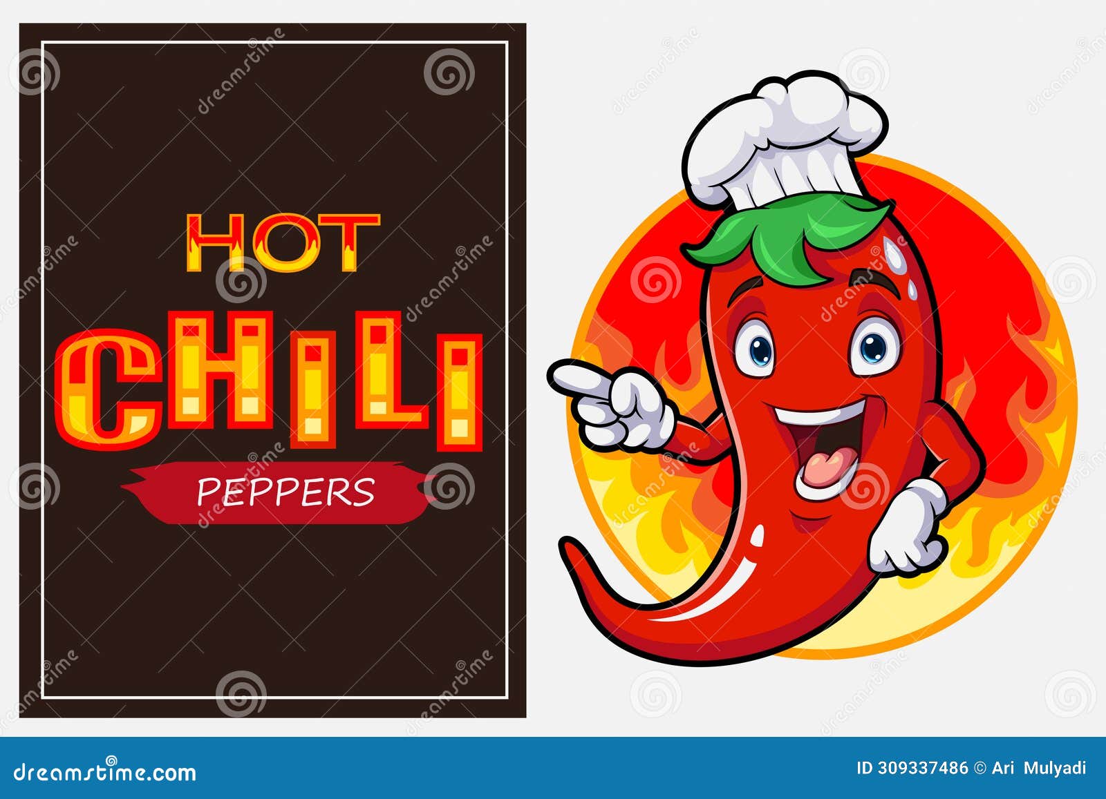 Cartoon Chili Chef Pointing at the Board Stock Vector - Illustration of ...