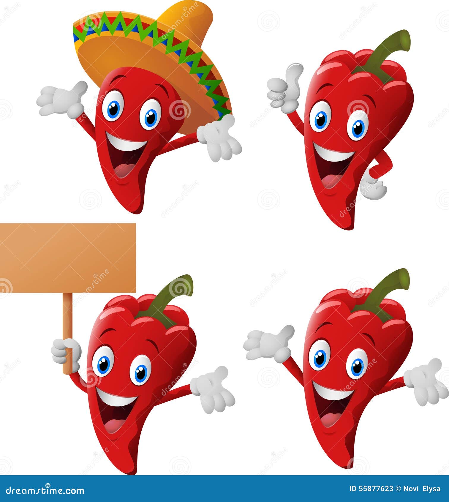 Cartoon Chili Collection Set Stock Vector - Illustration of icon, food ...