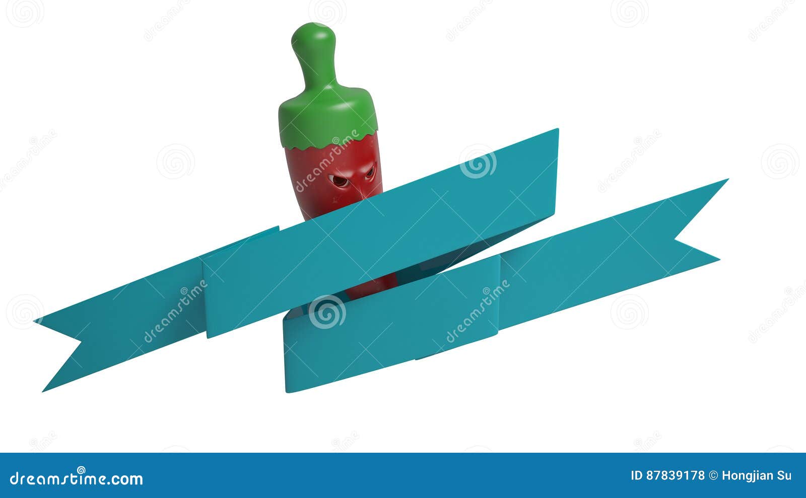A Cartoon Chili and Ribbon Title,3D Illustration. Stock Illustration ...