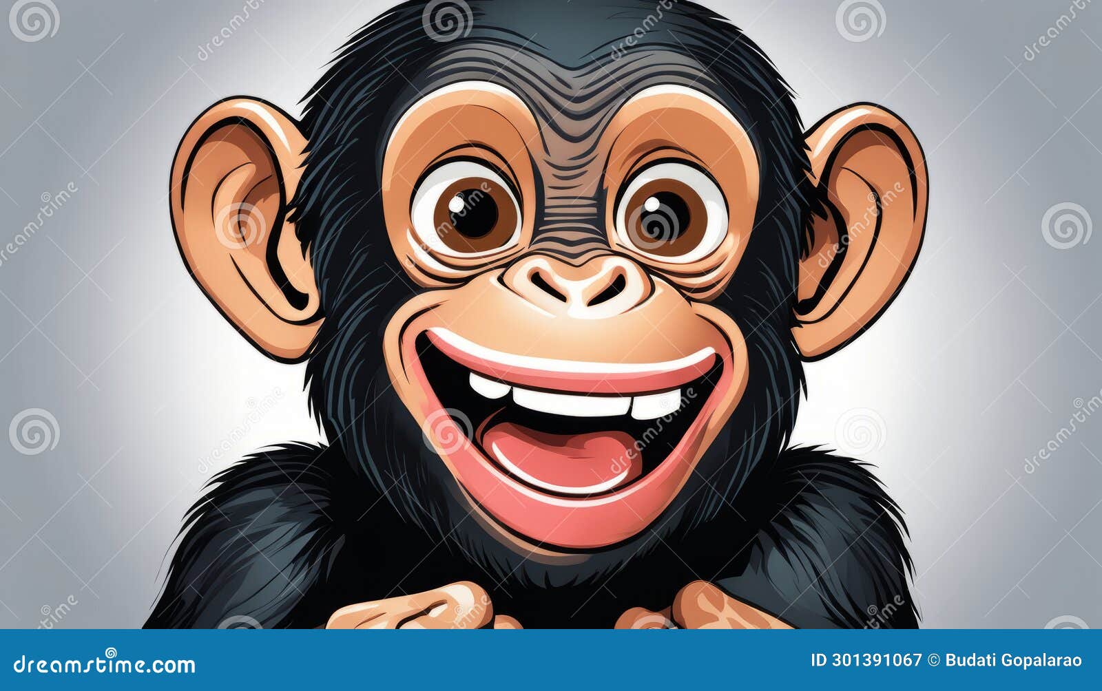 A Cartoon Chimp with a Big Smile and Red Lips Stock Illustration ...