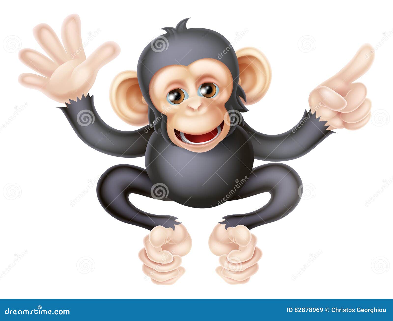 Cartoon Chimp Monkey Pointing Stock Vector - Illustration of adorable ...