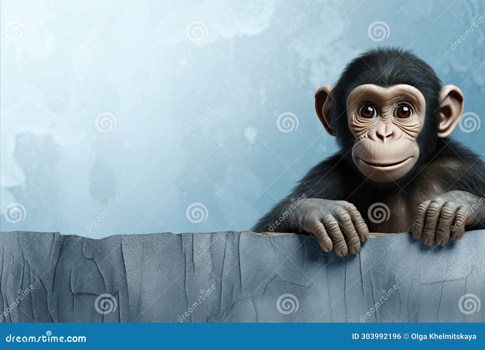 Cartoon Chimpanzee Mother Hug Her Baby Chimp In The Jungle ...