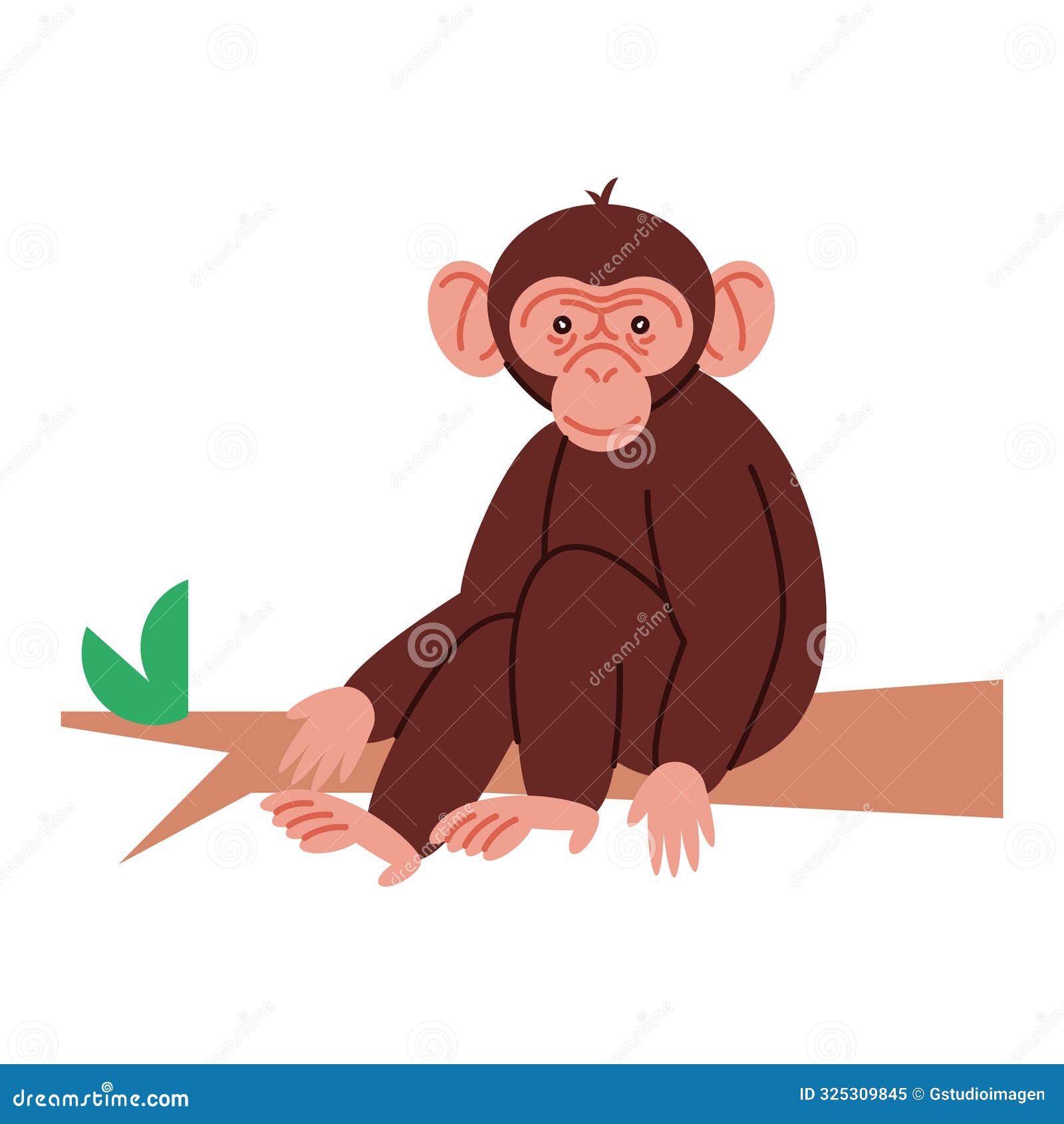 A Chimpanzee Sitting On A Branch And Gazing The River, Generative AI ...