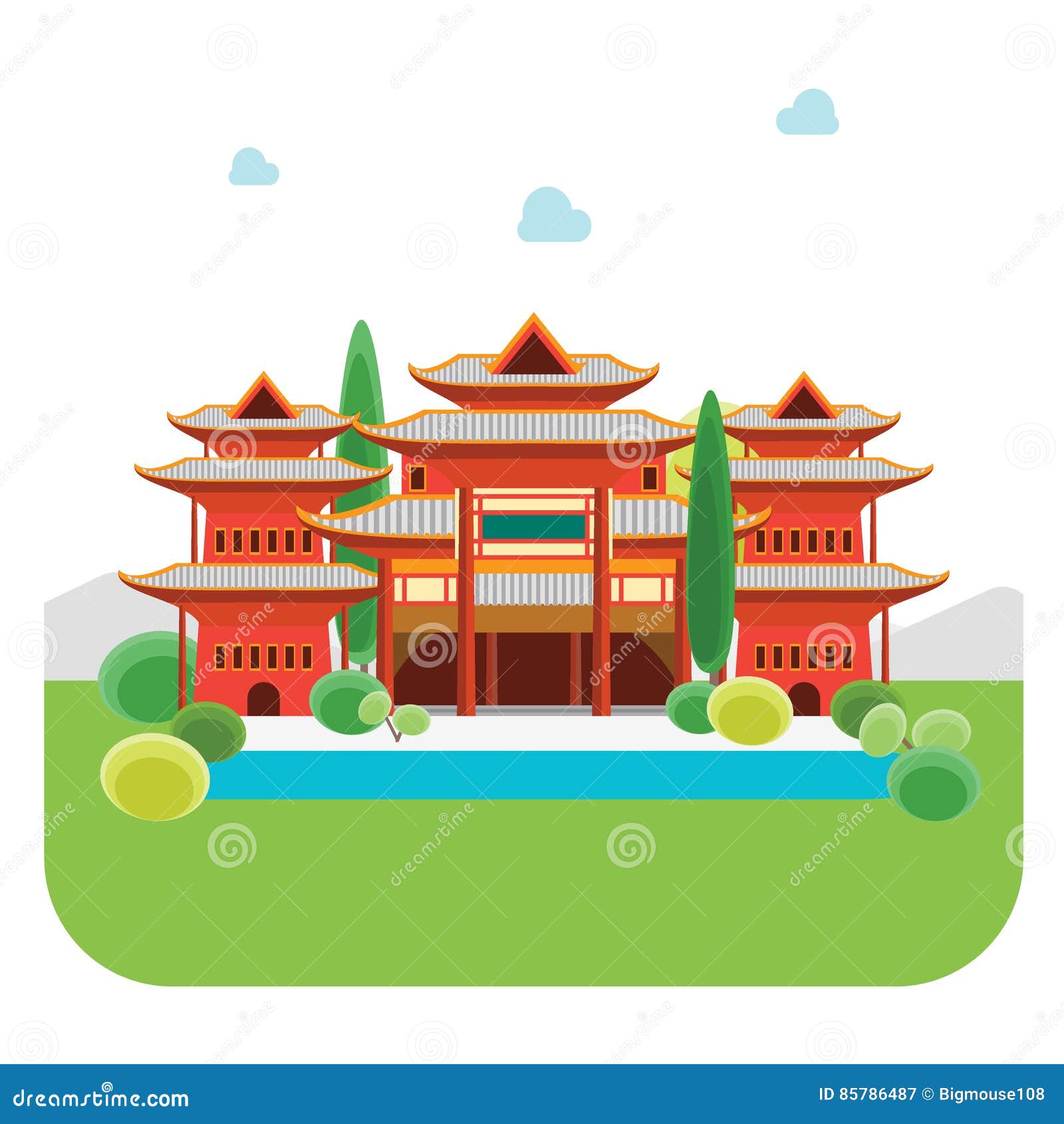 Cartoon China Building. Vector Stock Vector - Illustration of asian ...