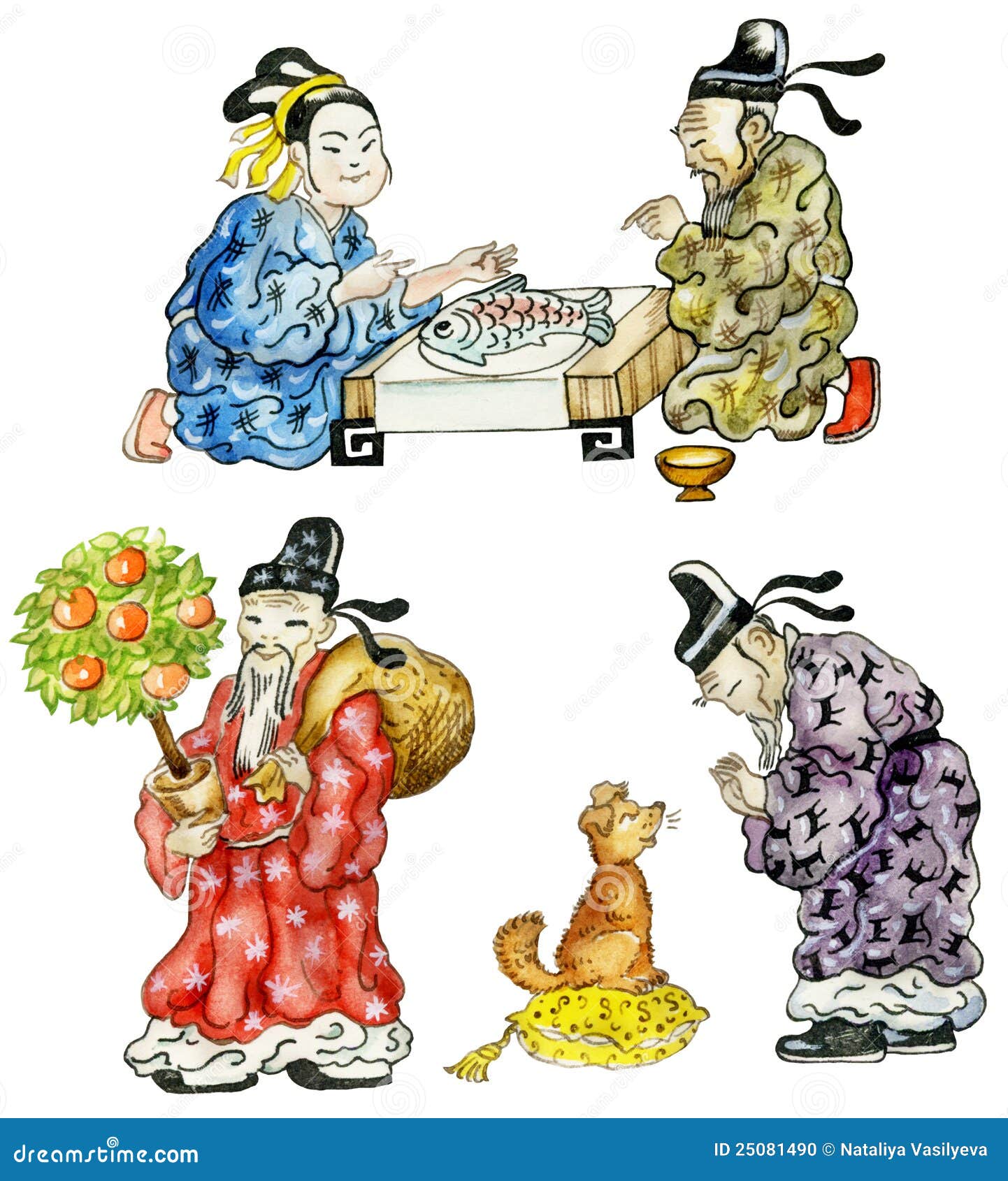 Cartoon Chinese stock illustration. Illustration of cheongsam - 25081490