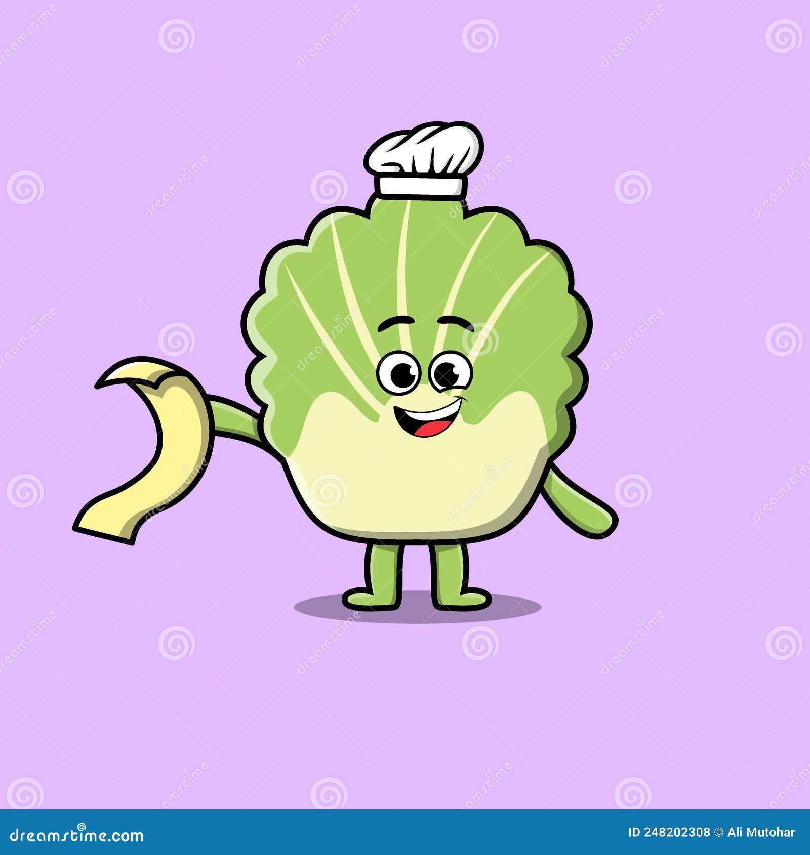 Cartoon Chinese Cabbage Chef with Menu in Hand Stock Vector ...