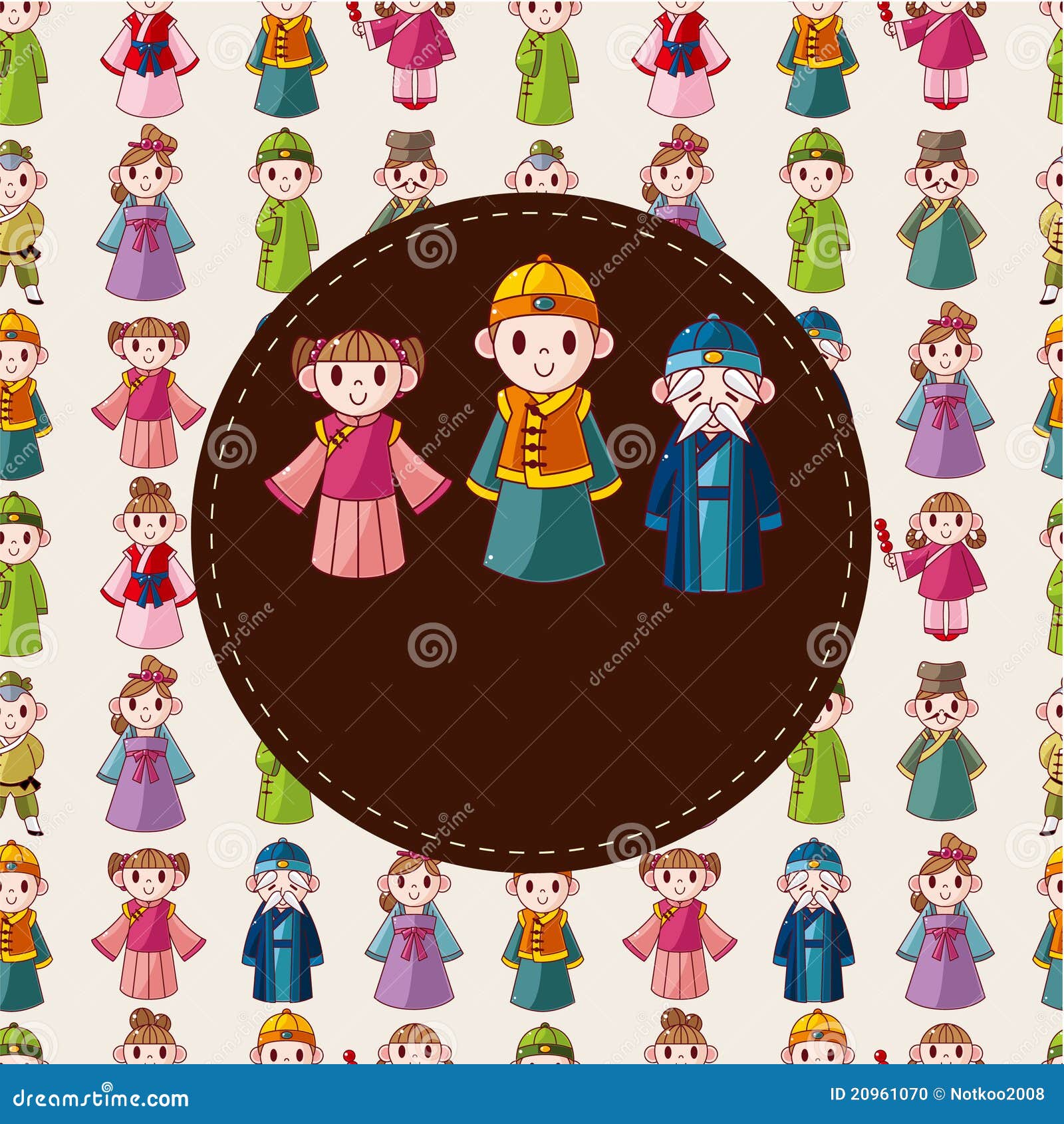 Cartoon Chinese People Card Stock Vector - Illustration of child ...