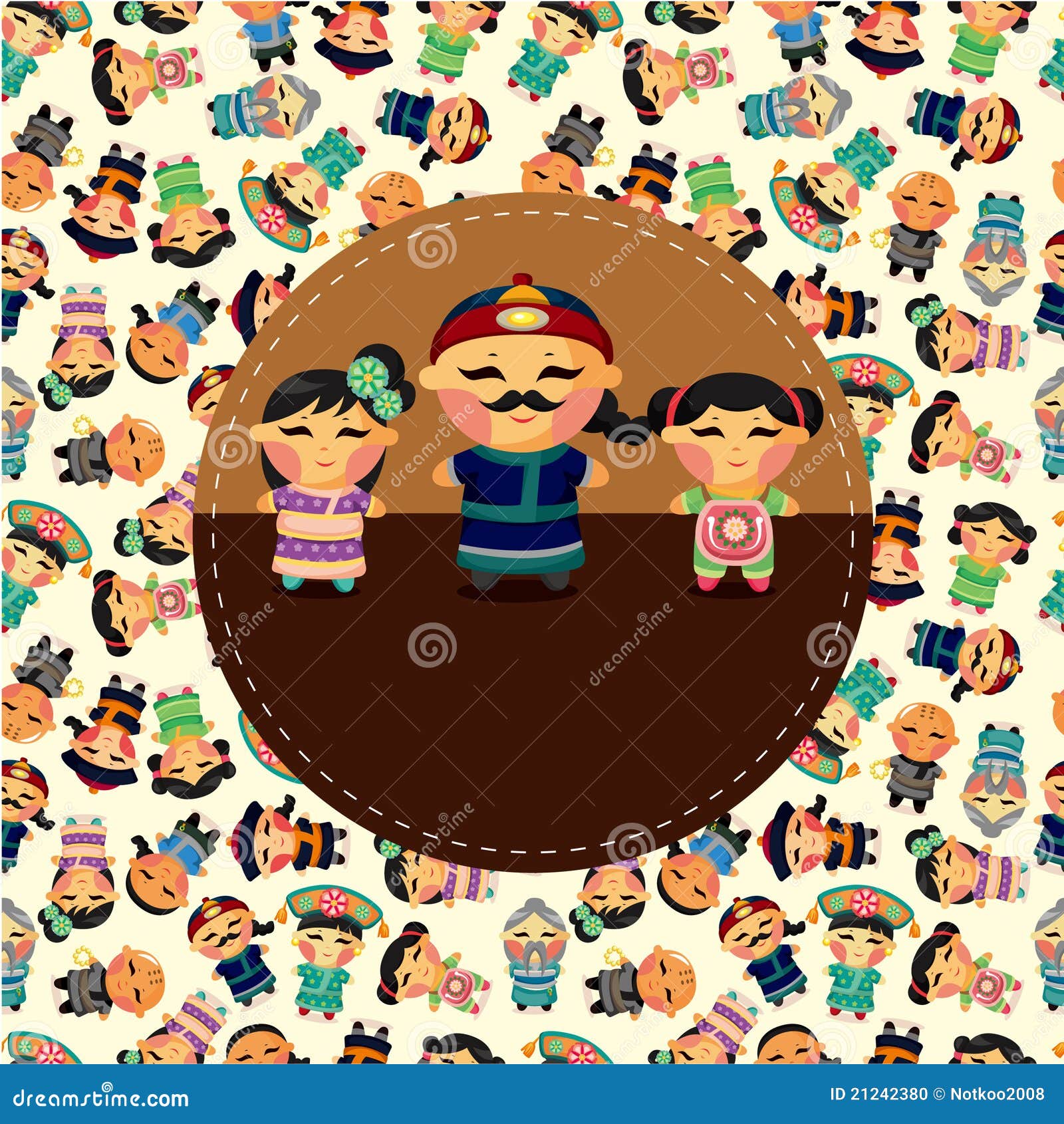 Cartoon Chinese People Card Stock Vector - Illustration of national ...