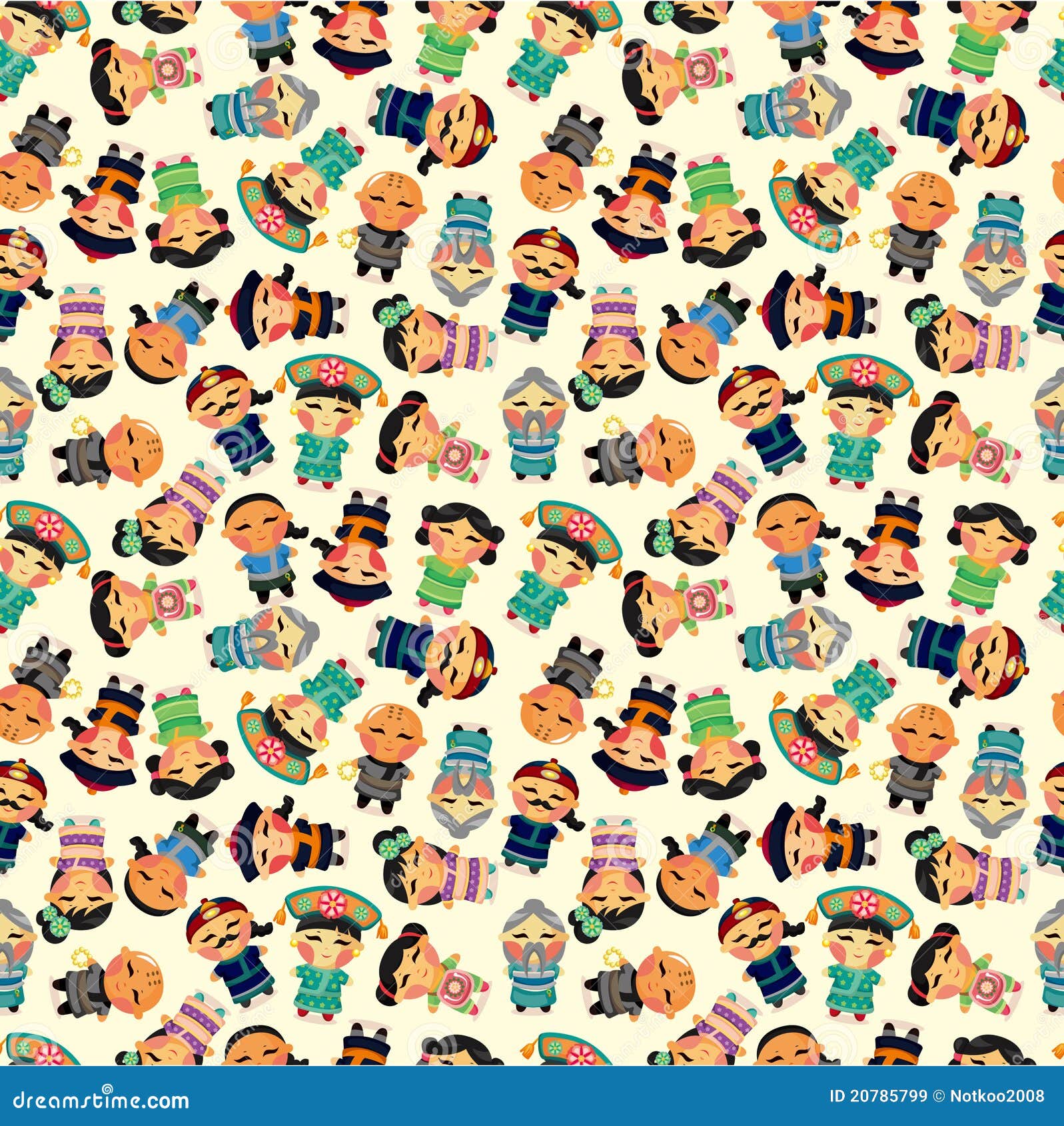 Cartoon Chinese People Seamlese Pattern Stock Illustrations – 1 Cartoon ...