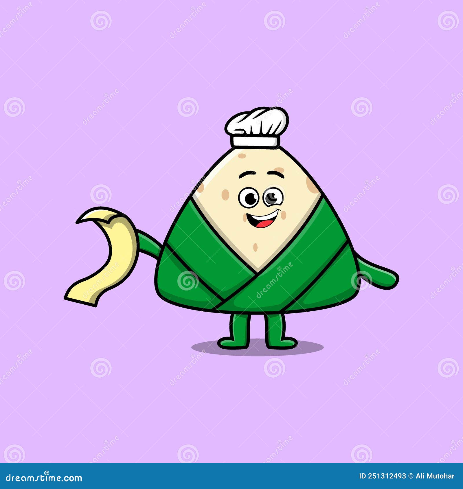 Cartoon Chinese Rice Dumpling Chef with Menu Stock Vector ...