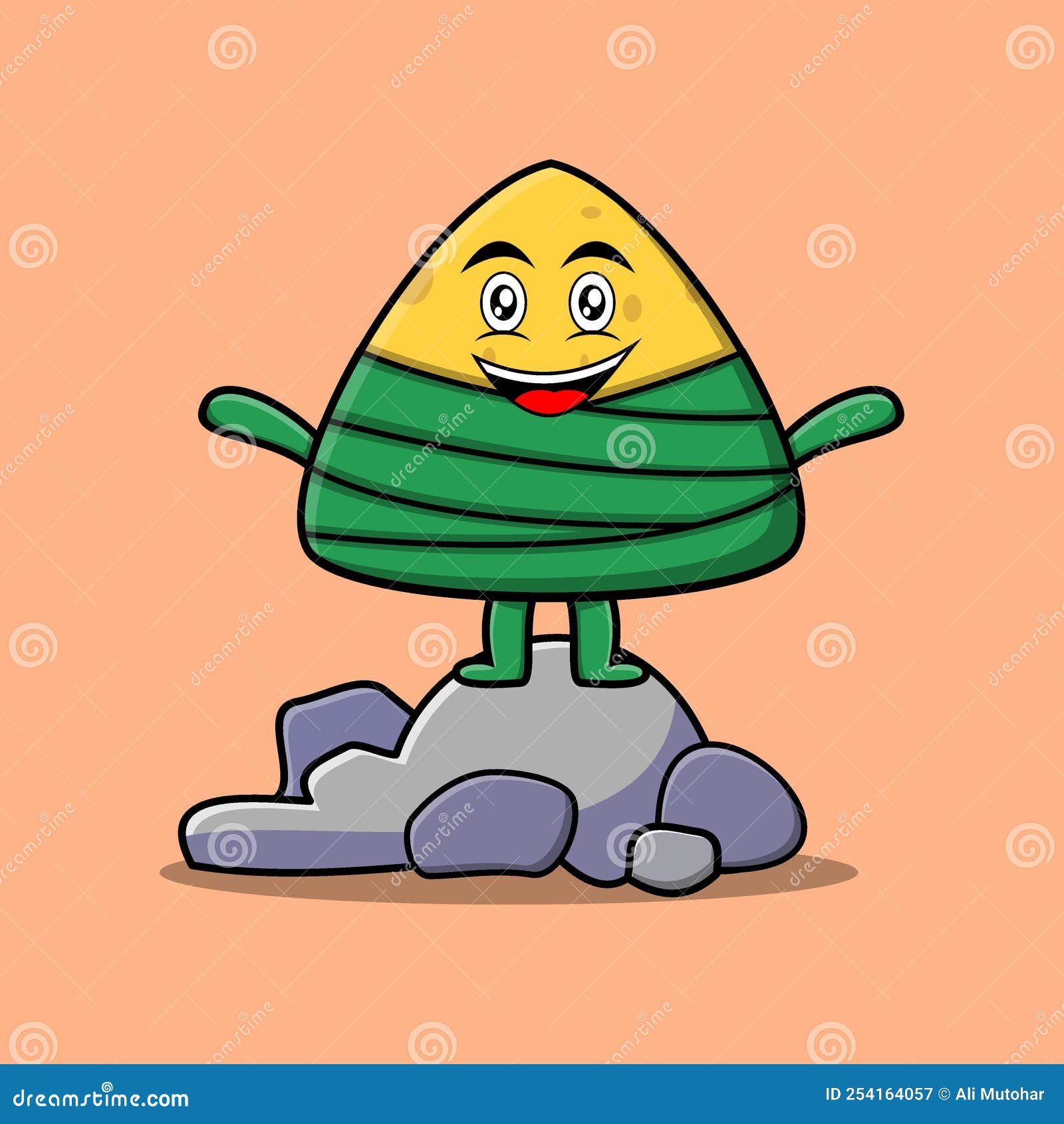 Cartoon Chinese Rice Dumpling Standing in Stone Stock Vector ...