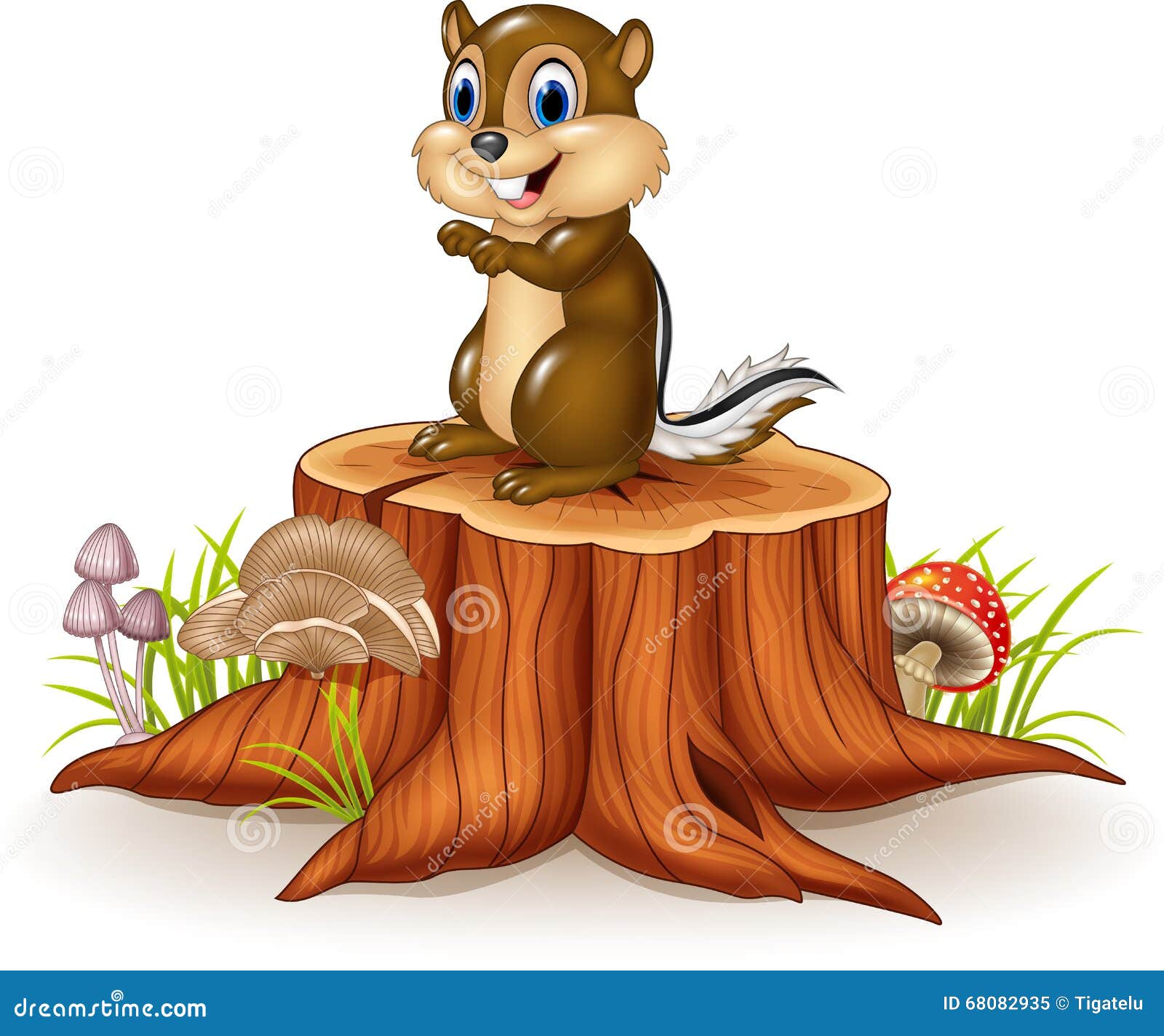 Cartoon Chipmunk With Striped Body Sleeping And Sitting Embracing Acorn ...