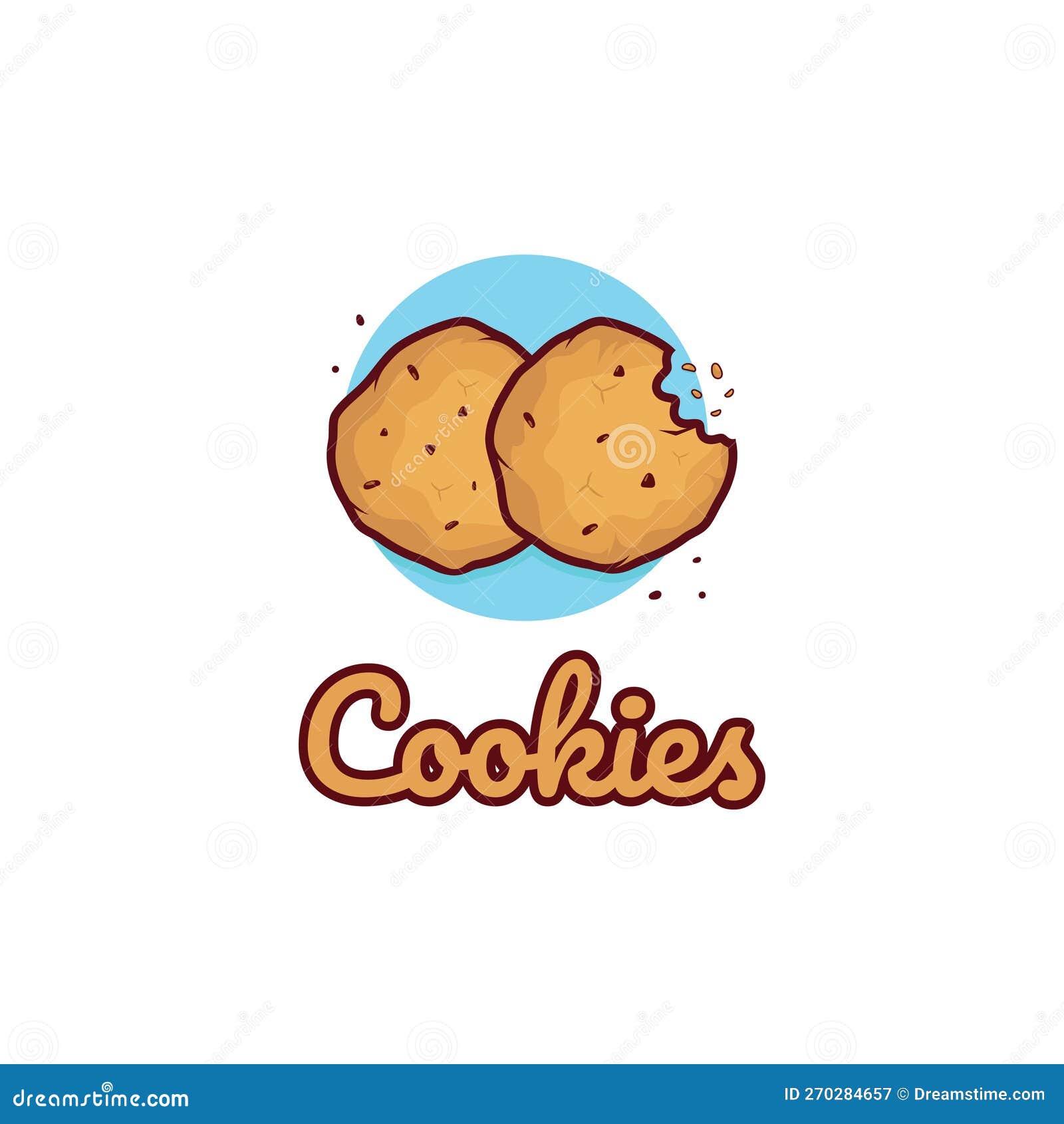 Cartoon Chocolate Cookies Logo Template. Vector Illustration Stock ...