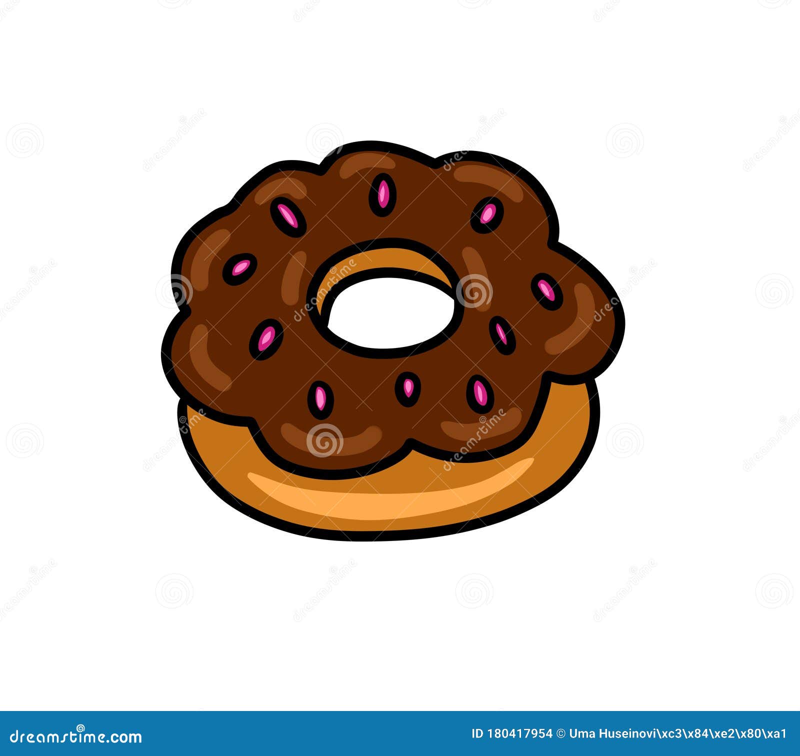 A Little Cartoon Chocolate Yummy Donut Stock Illustration ...