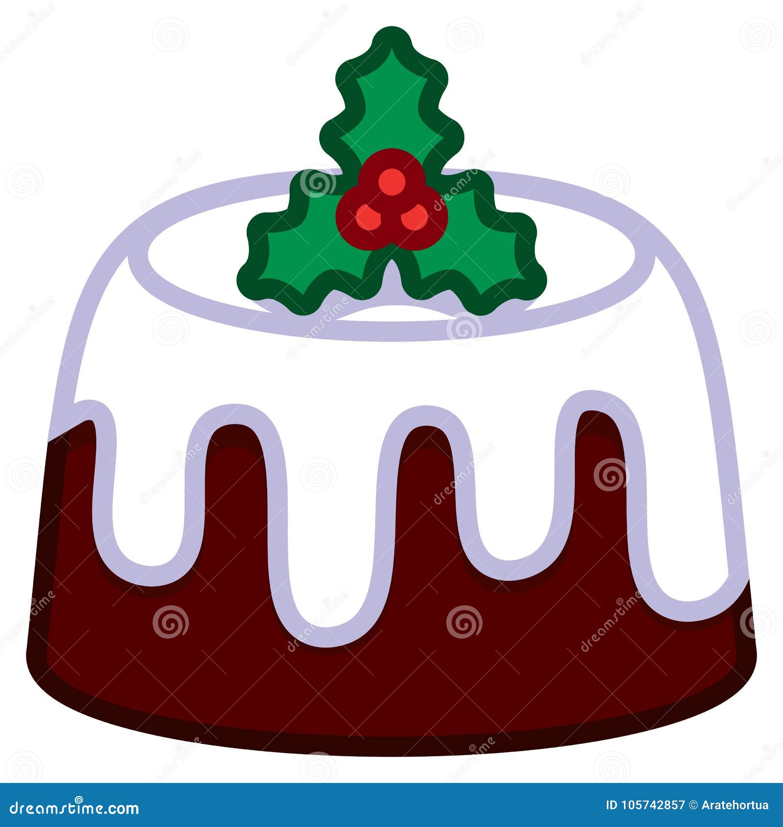 Cartoon Christmas Cake Isolated on White Background Stock Illustration ...