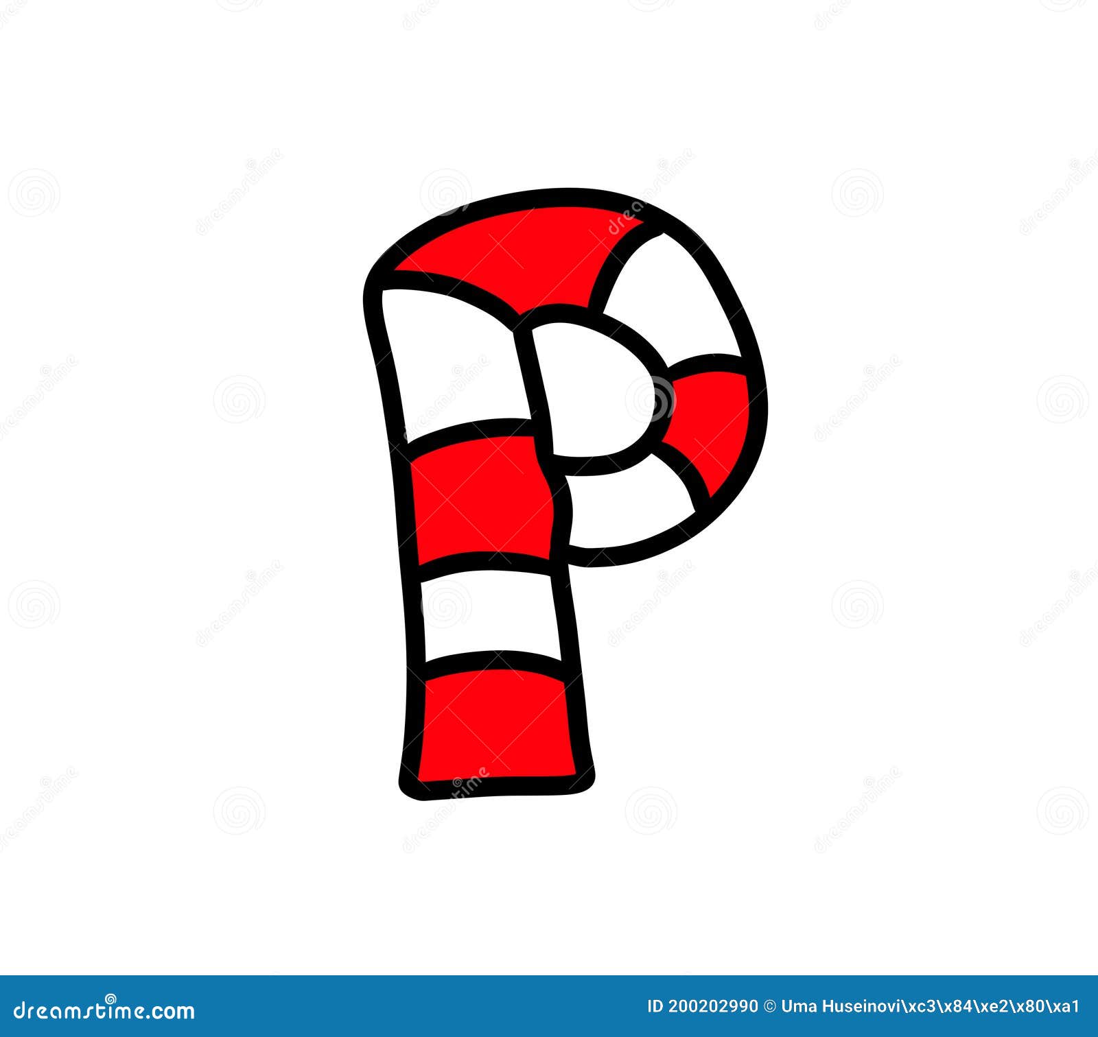 Cartoon Christmas Candy Cane Letter P Stock Illustration Illustration Of Doodle Read 200202990