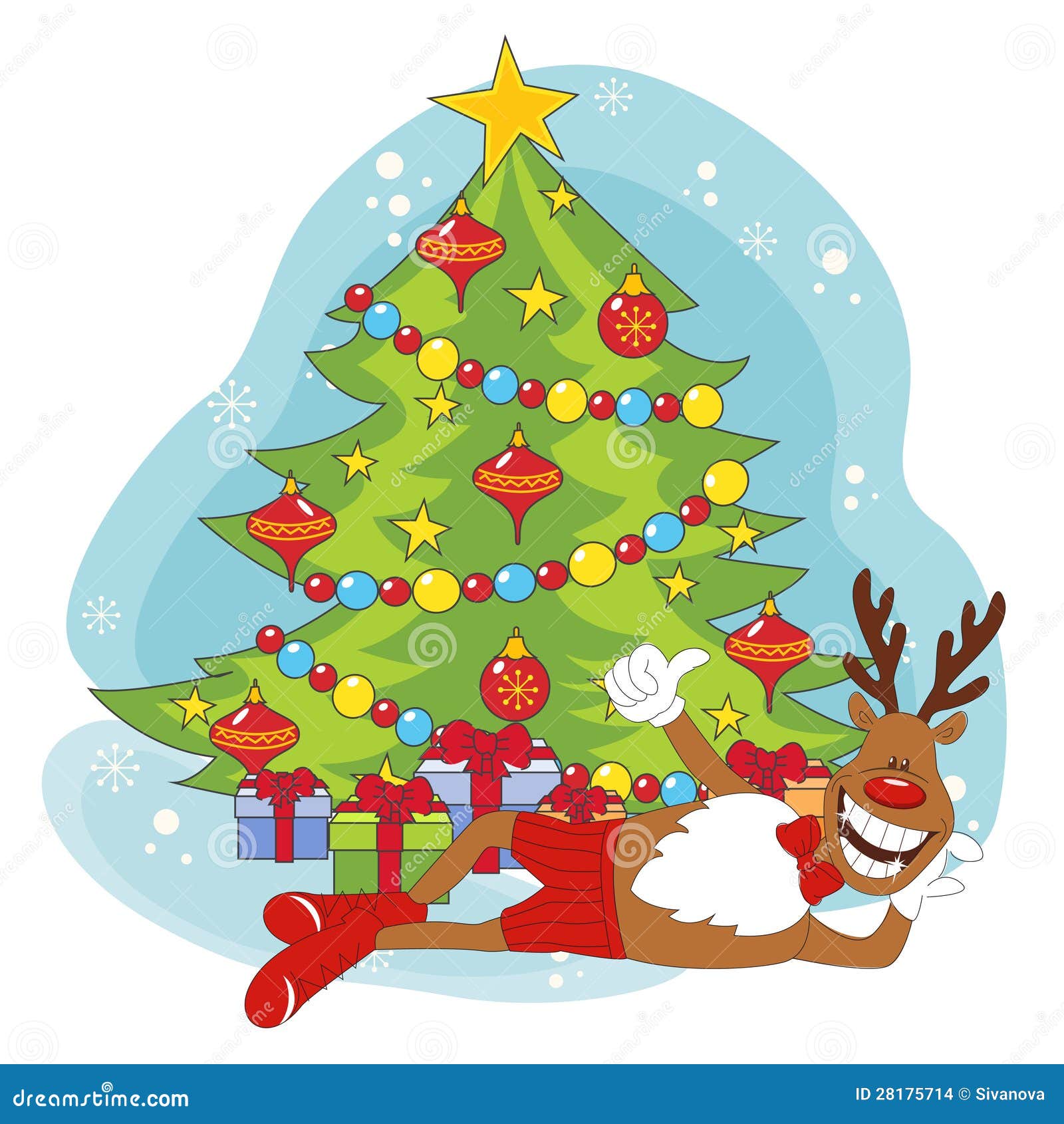Cartoon Christmas deer stock vector. Illustration of present - 28175714