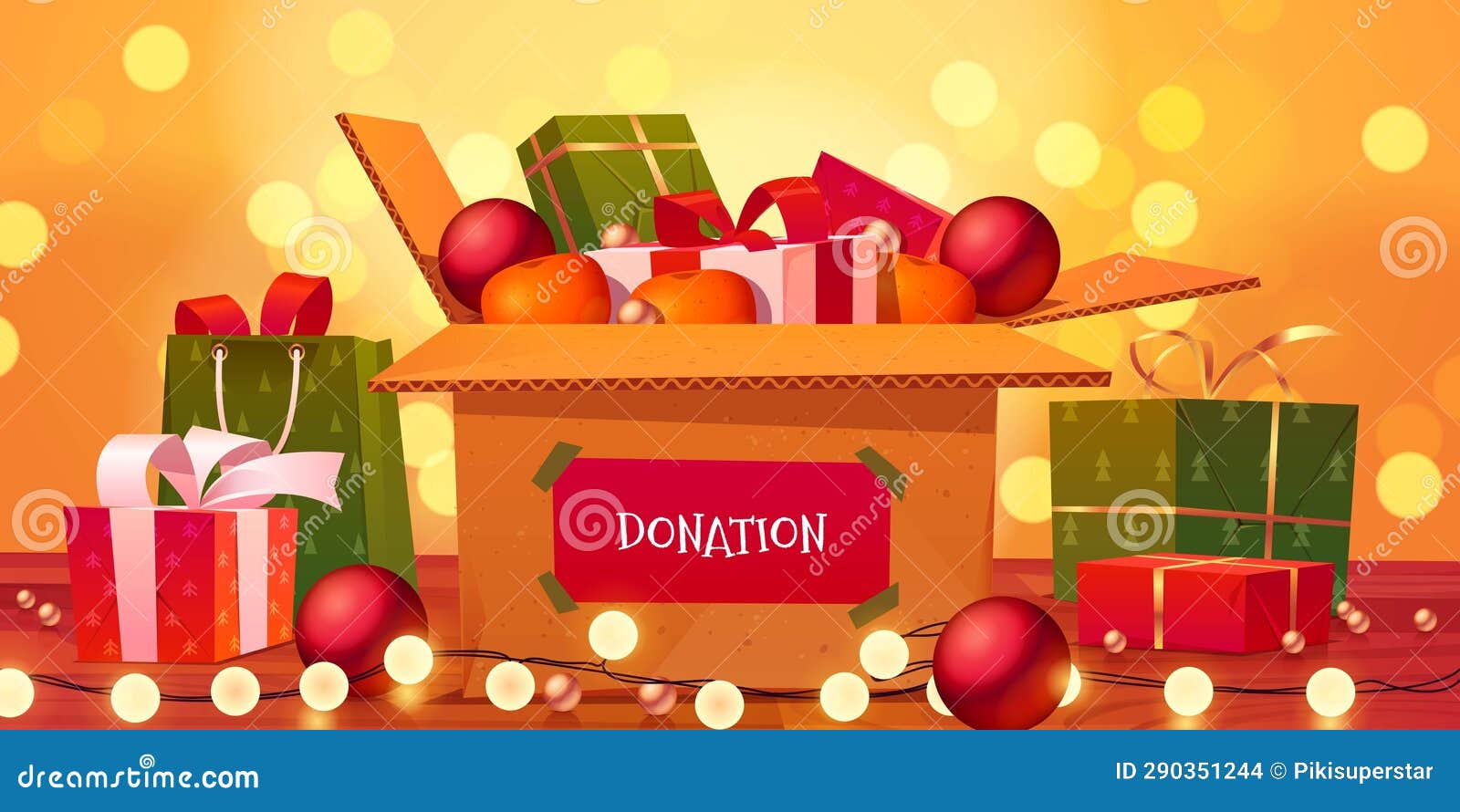 Cartoon Christmas Donation Vector Design Illustration Stock Vector ...