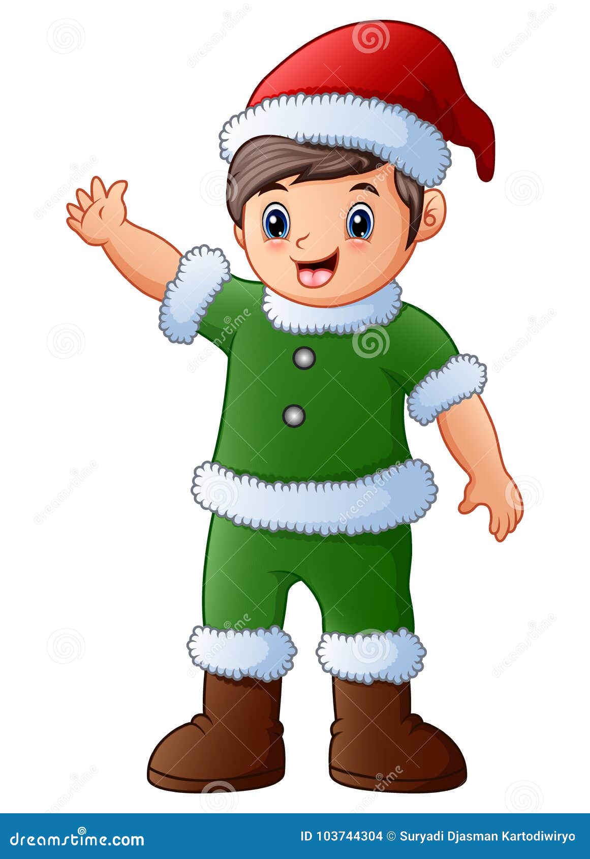 Cartoon Christmas Elf Waving Stock Vector - Illustration of claus ...