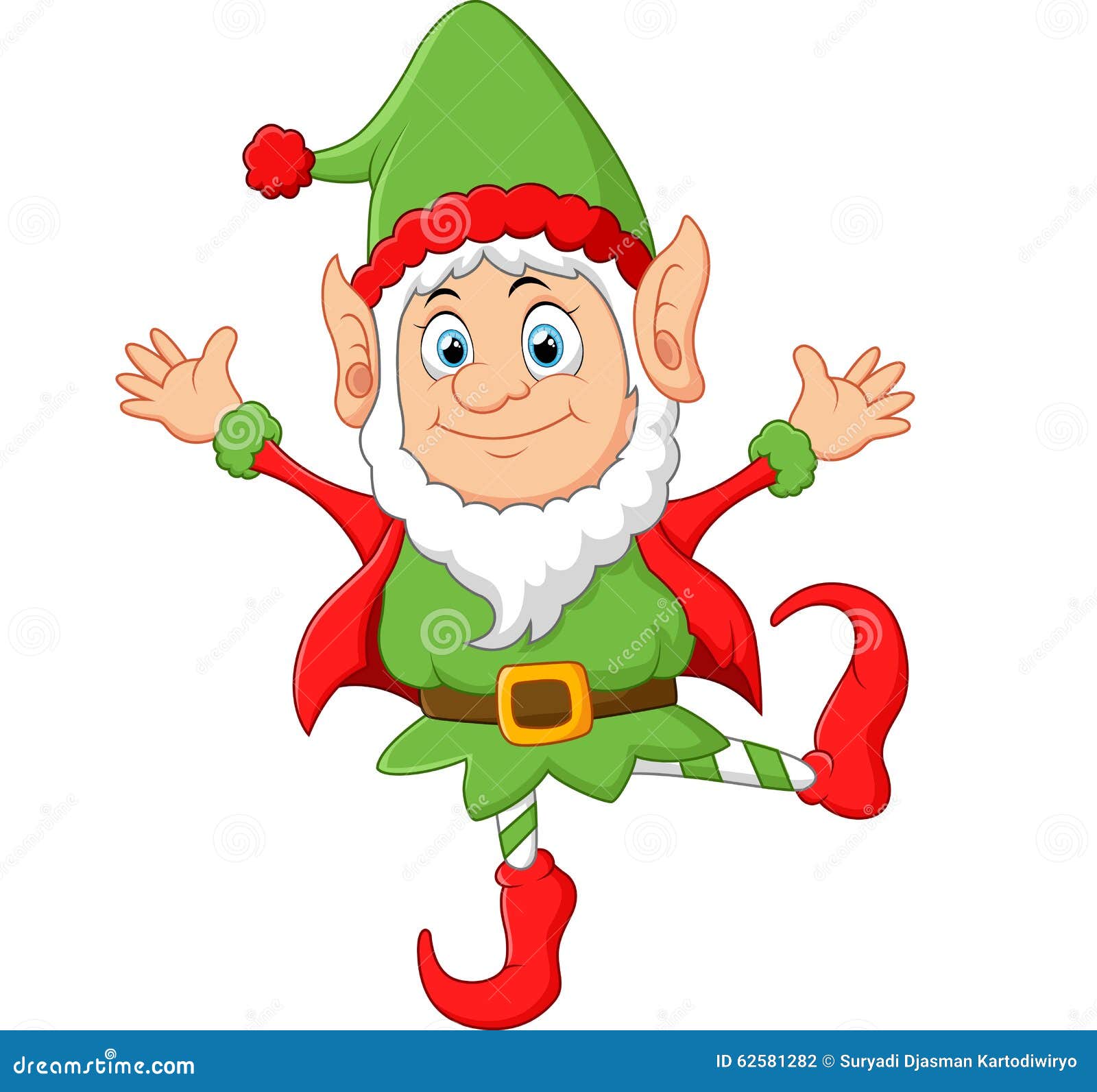 Cartoon Christmas Elf Waving Stock Vector - Illustration of child ...