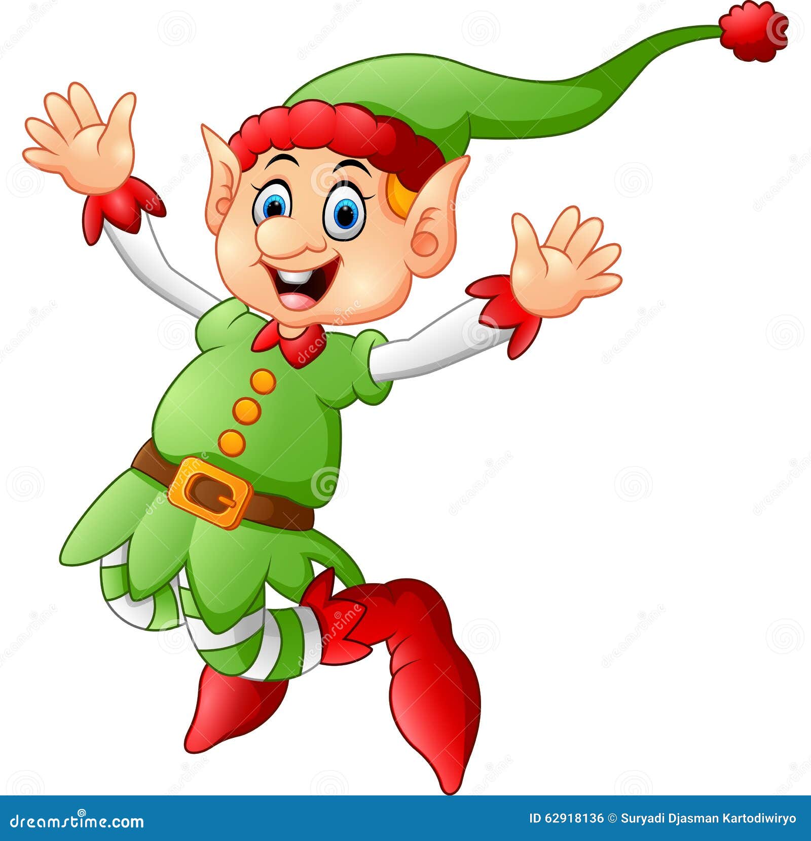 Cartoon Christmas Elf Waving Stock Vector - Illustration of gnome ...