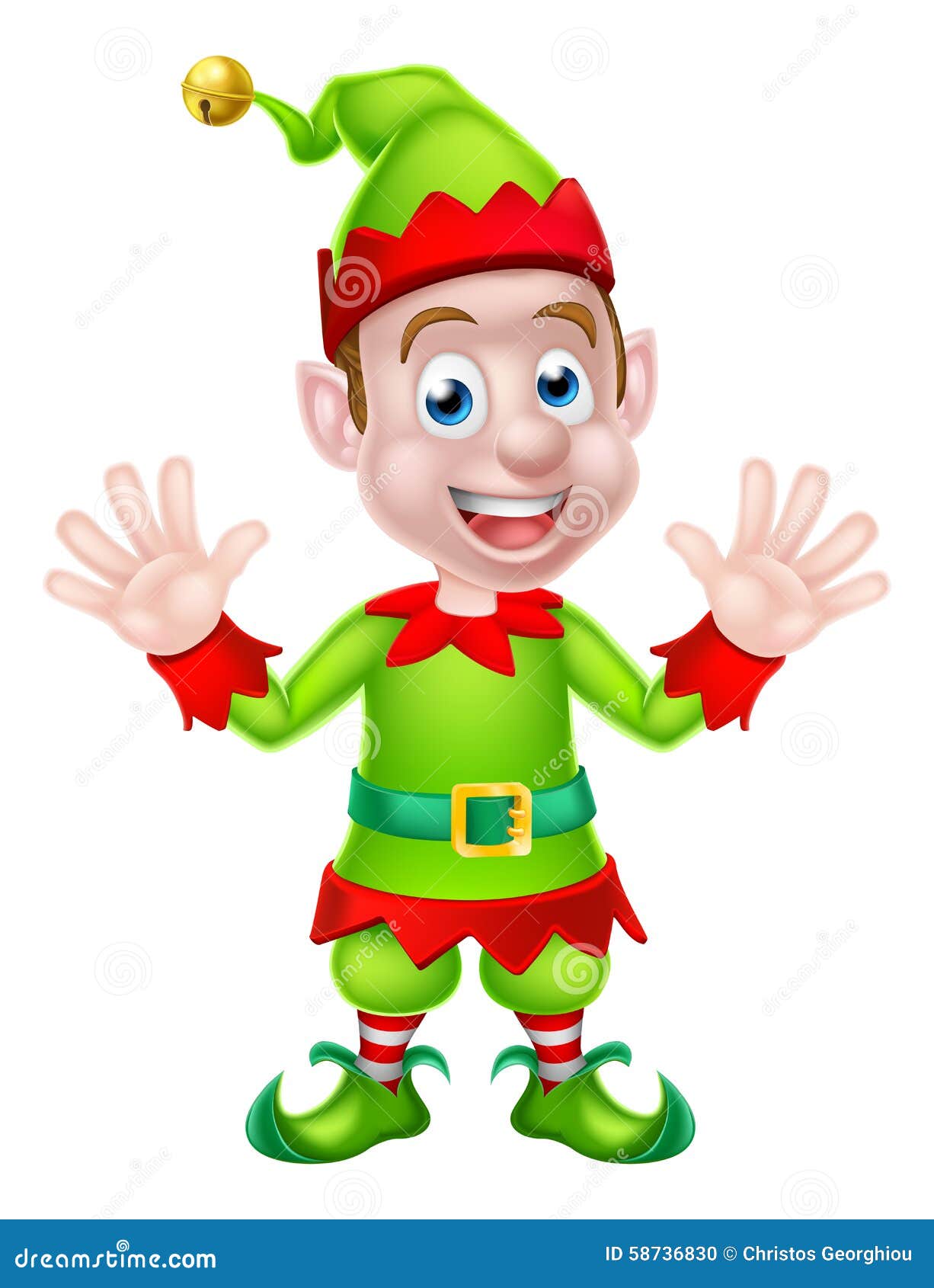 Cartoon Christmas Elf Waving Stock Vector - Illustration of child, male ...