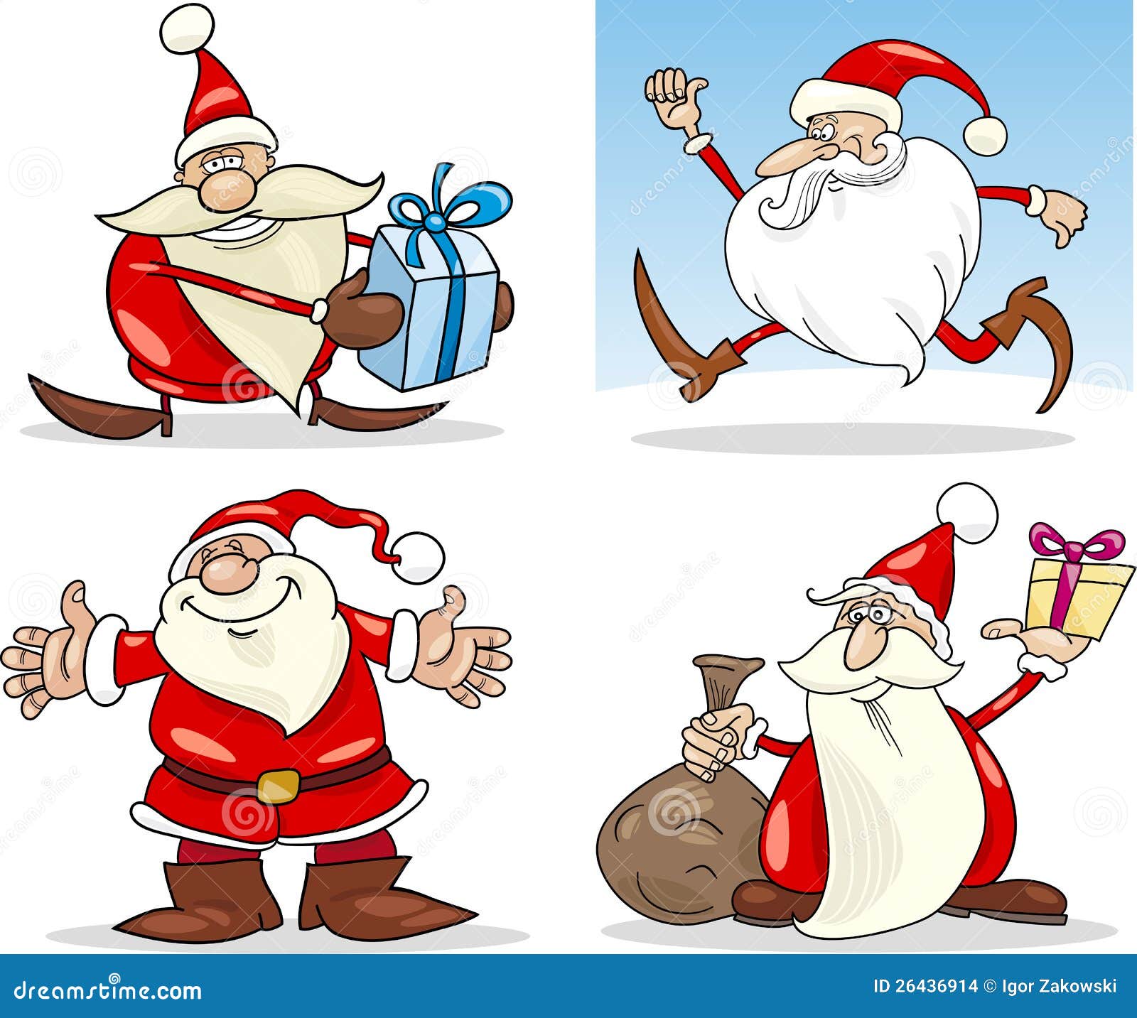Cartoon Christmas Santa Clauses Set Stock Vector - Illustration of ...