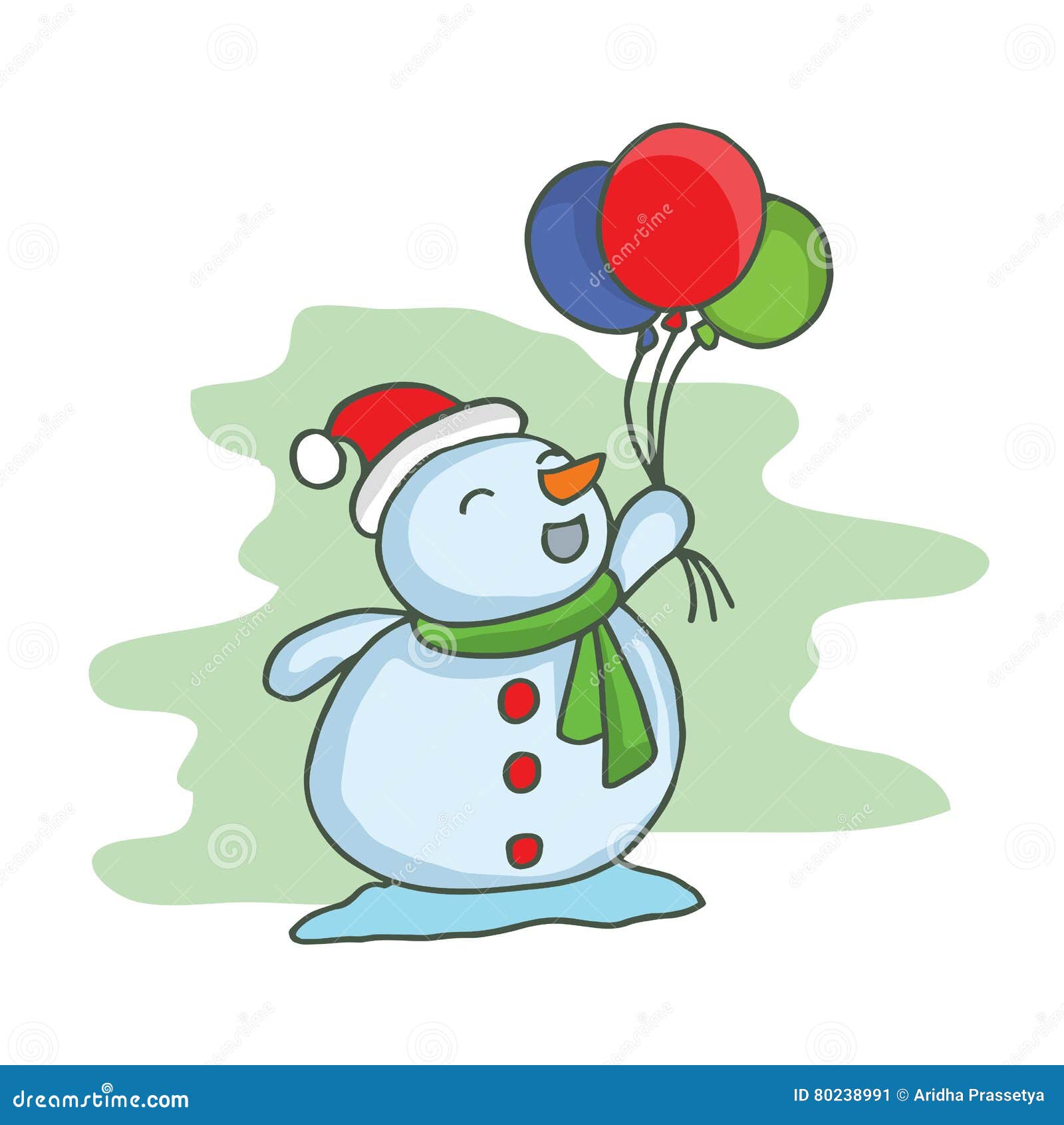 Cartoon Christmas Snowman with Balloon Stock Vector - Illustration of ...
