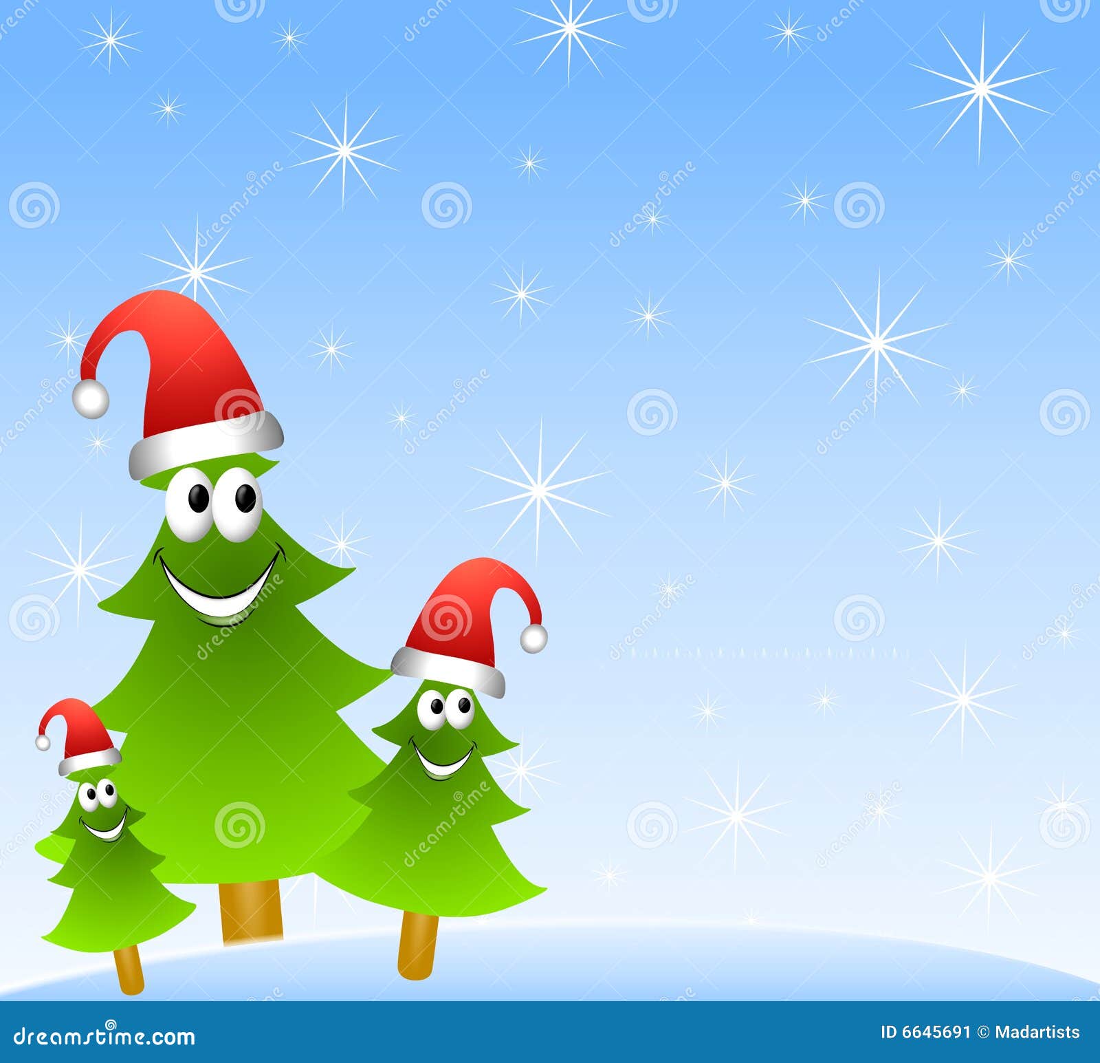 Cartoon Christmas Tree Group Stock Illustration - Illustration of ...