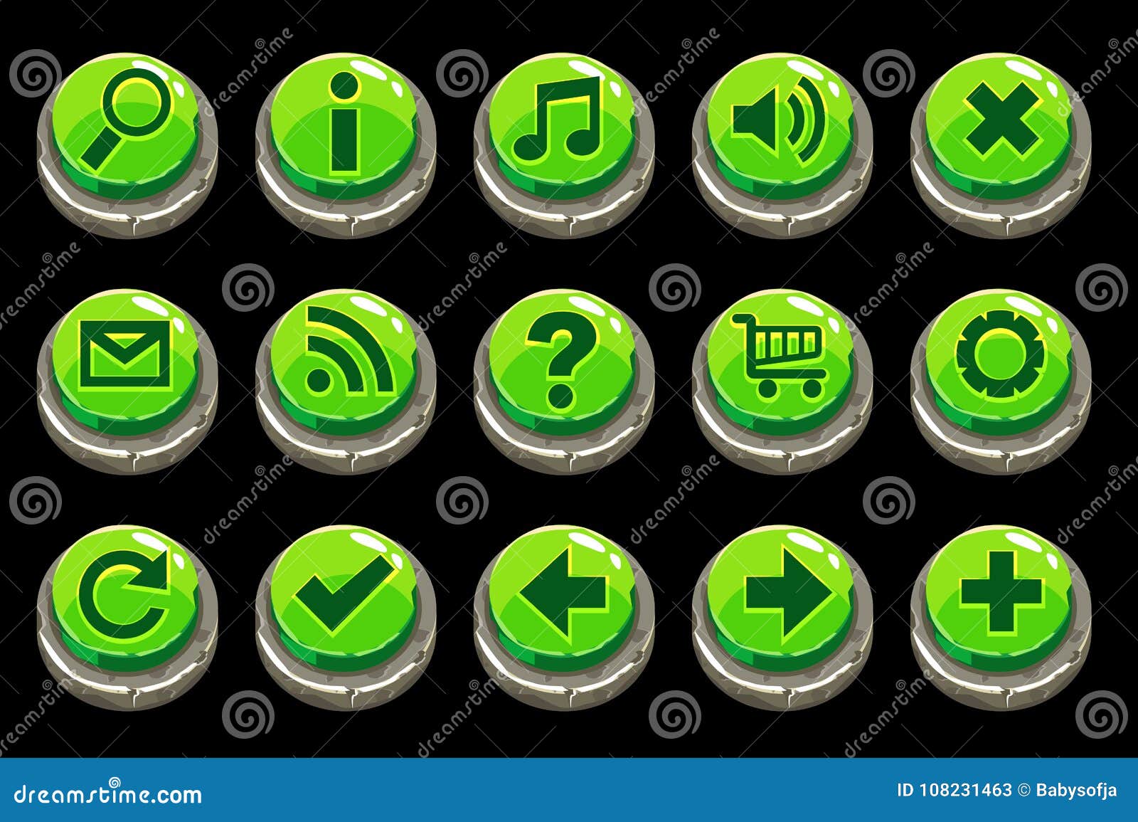 Stone Buttons, Menu Selection Pointers, Setting Interface Elements ...