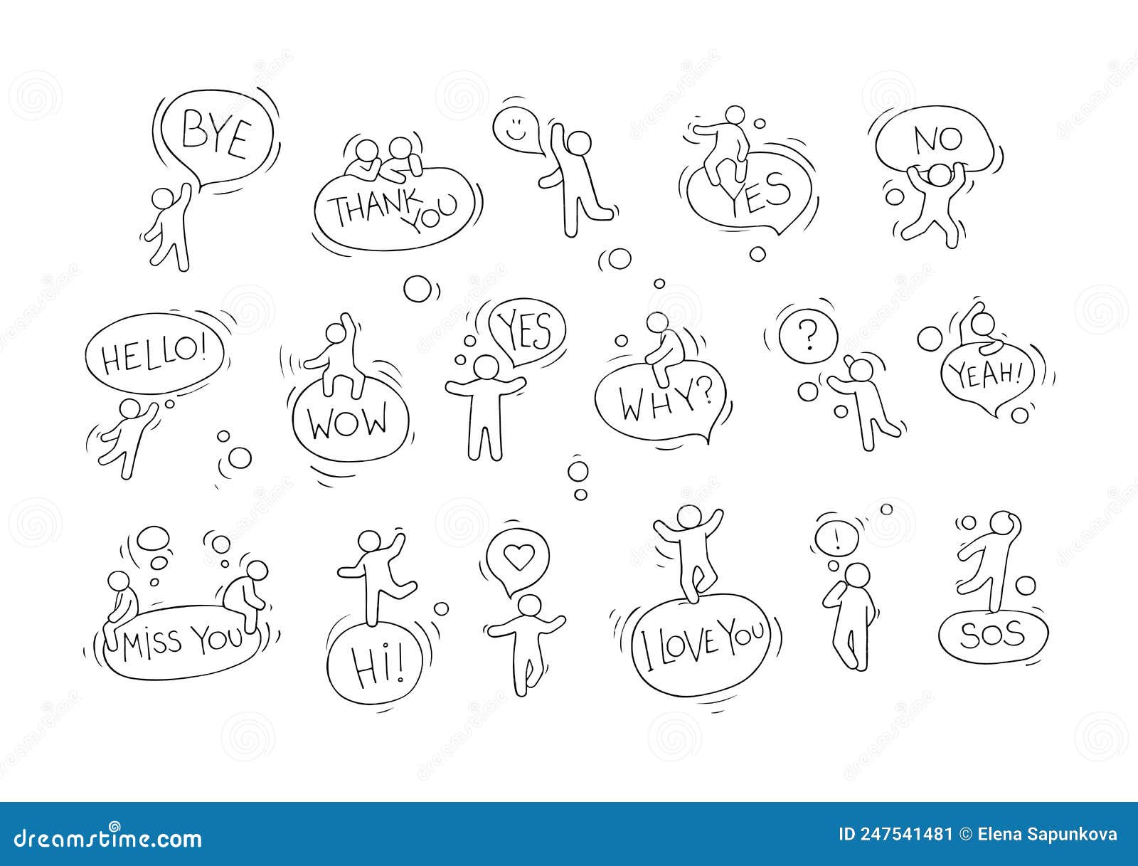 Cartoon Circle Illustration with Speech Bubbles. Stock Vector ...