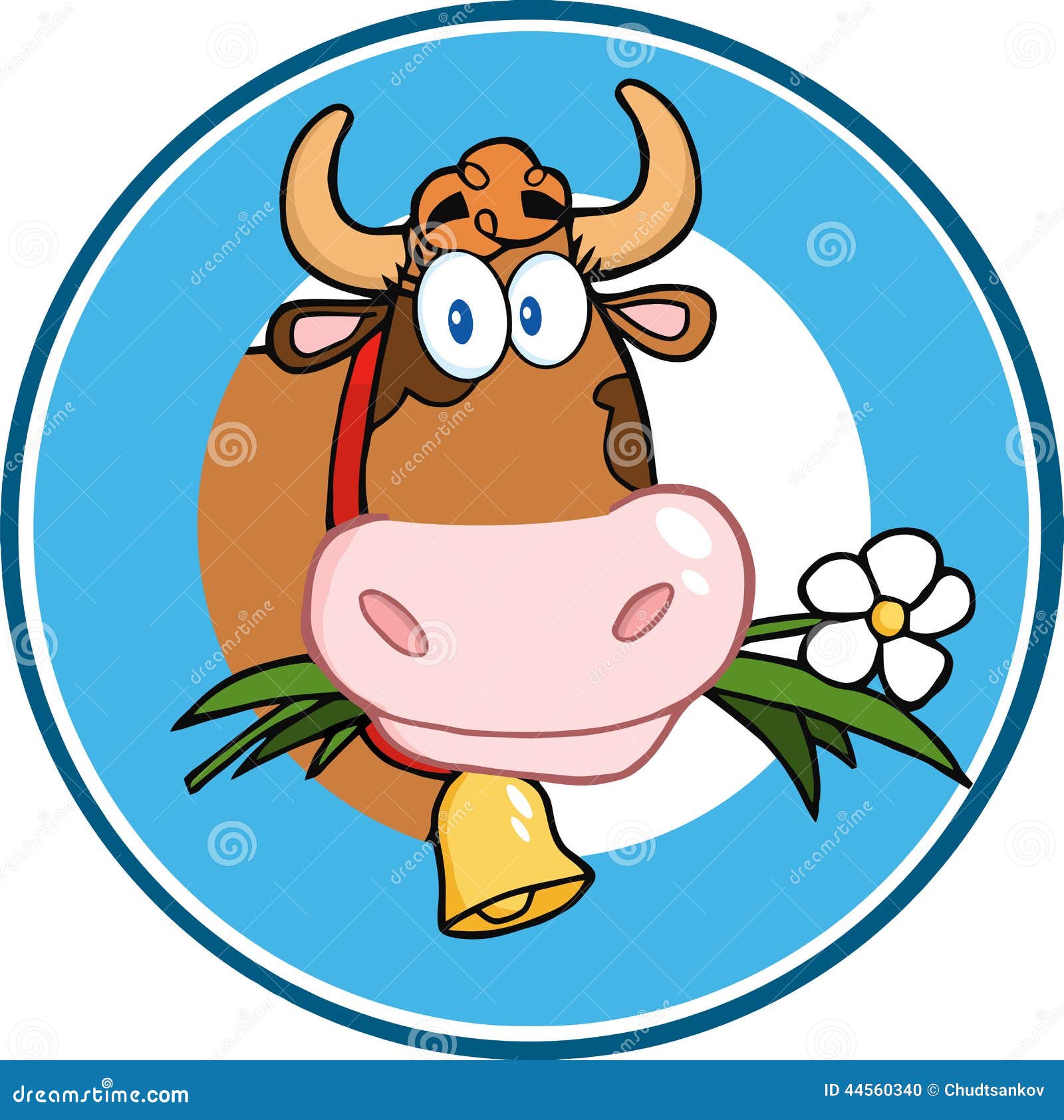 Cartoon Circle Label with Cow Stock Vector - Illustration of livestock ...