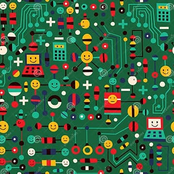 Cartoon circuit board stock vector. Illustration of motherboard - 27892444