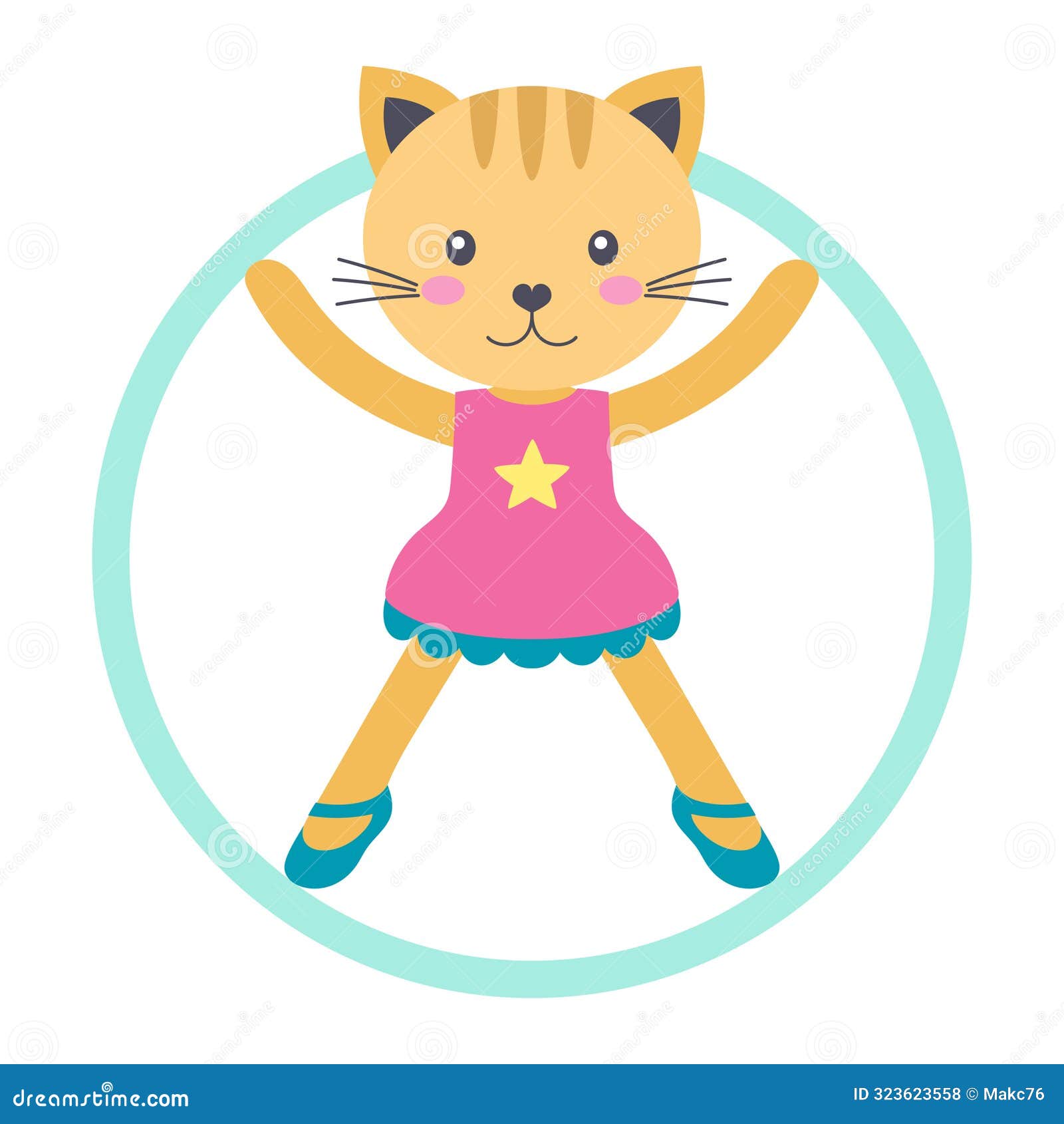 Cartoon circus cat stock vector. Illustration of happiness - 323623558