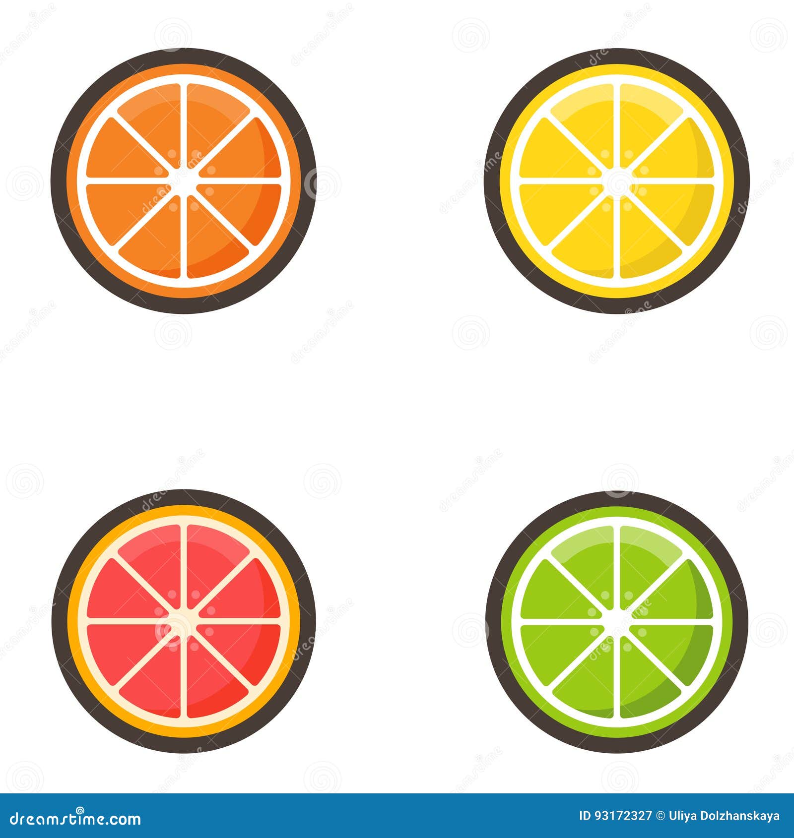 Cartoon citrus set stock vector. Illustration of slice - 93172327
